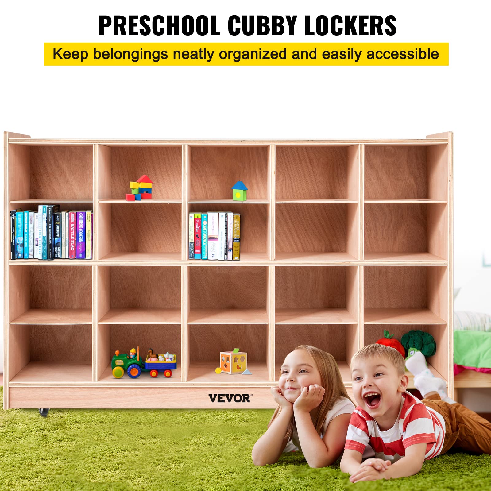 VEVOR 20-Section Cubbies for Classrooms, Cubby Storage Cabinet ...