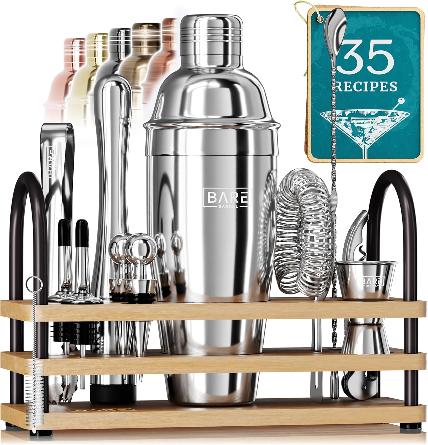 BARE BARREL Mixology Bartender Kit Bar Set Juego de coctelera Martini ...