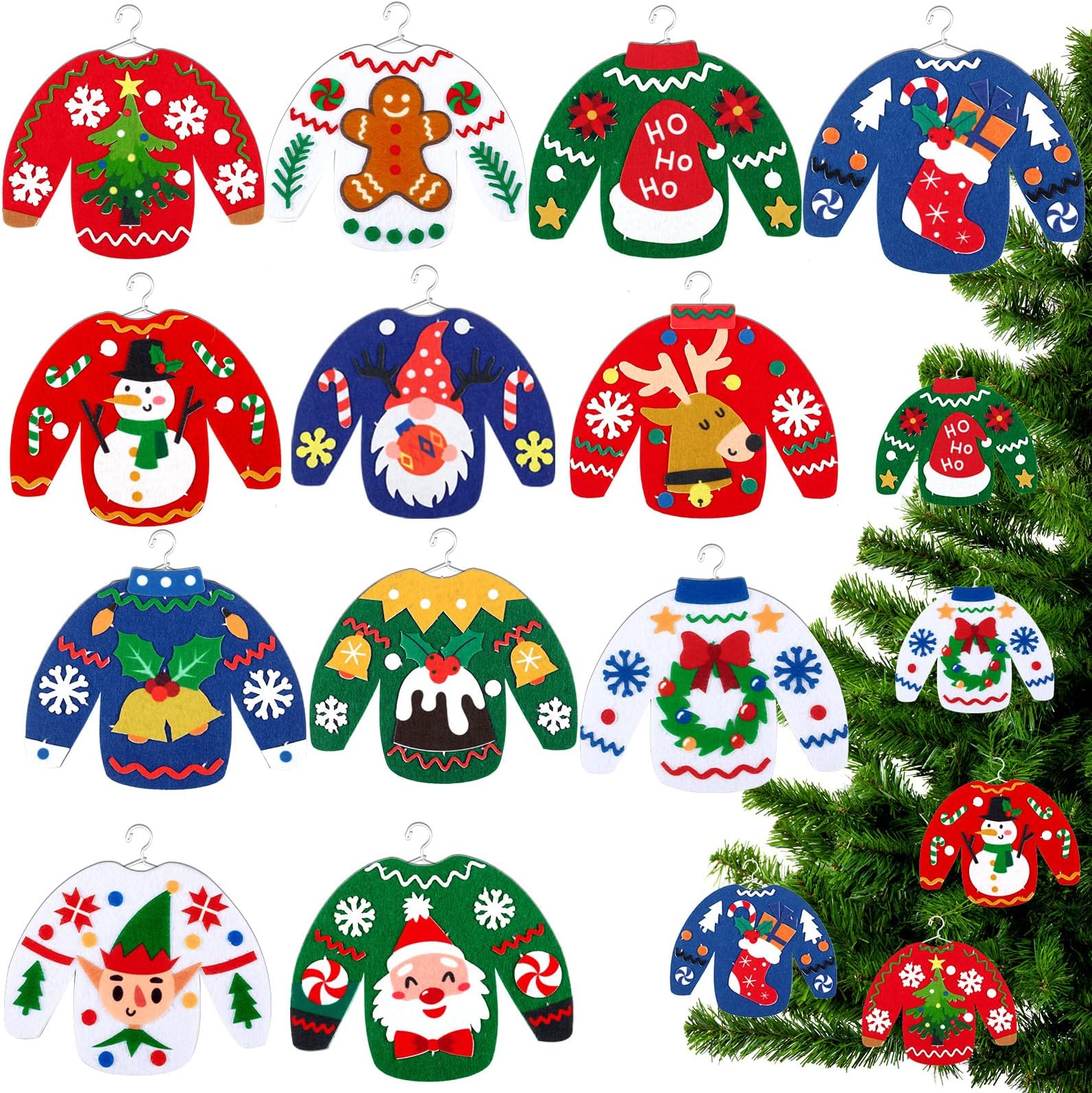 Amazon.com: Funrous 24 Pcs Christmas Ugly Sweater Crafts Kit Make Your ...
