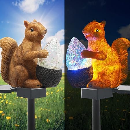VGYVGYCC Upgraded Solar Garden Lights, Outdoor Decor - Solar Squirrel ...