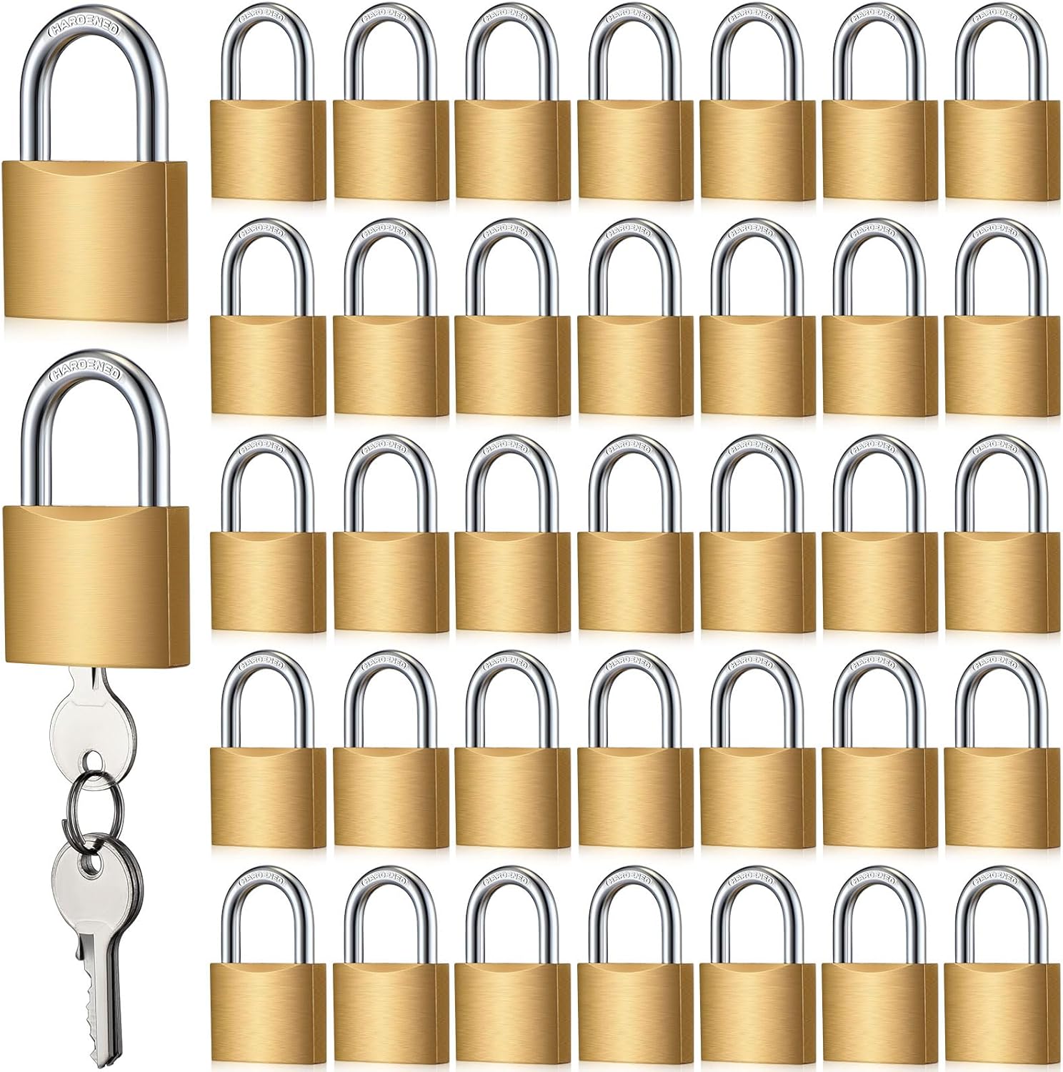 Blulu 36 Pcs Solid Brass Padlock with Key 1-9/16 inch 40mm Wide Same ...