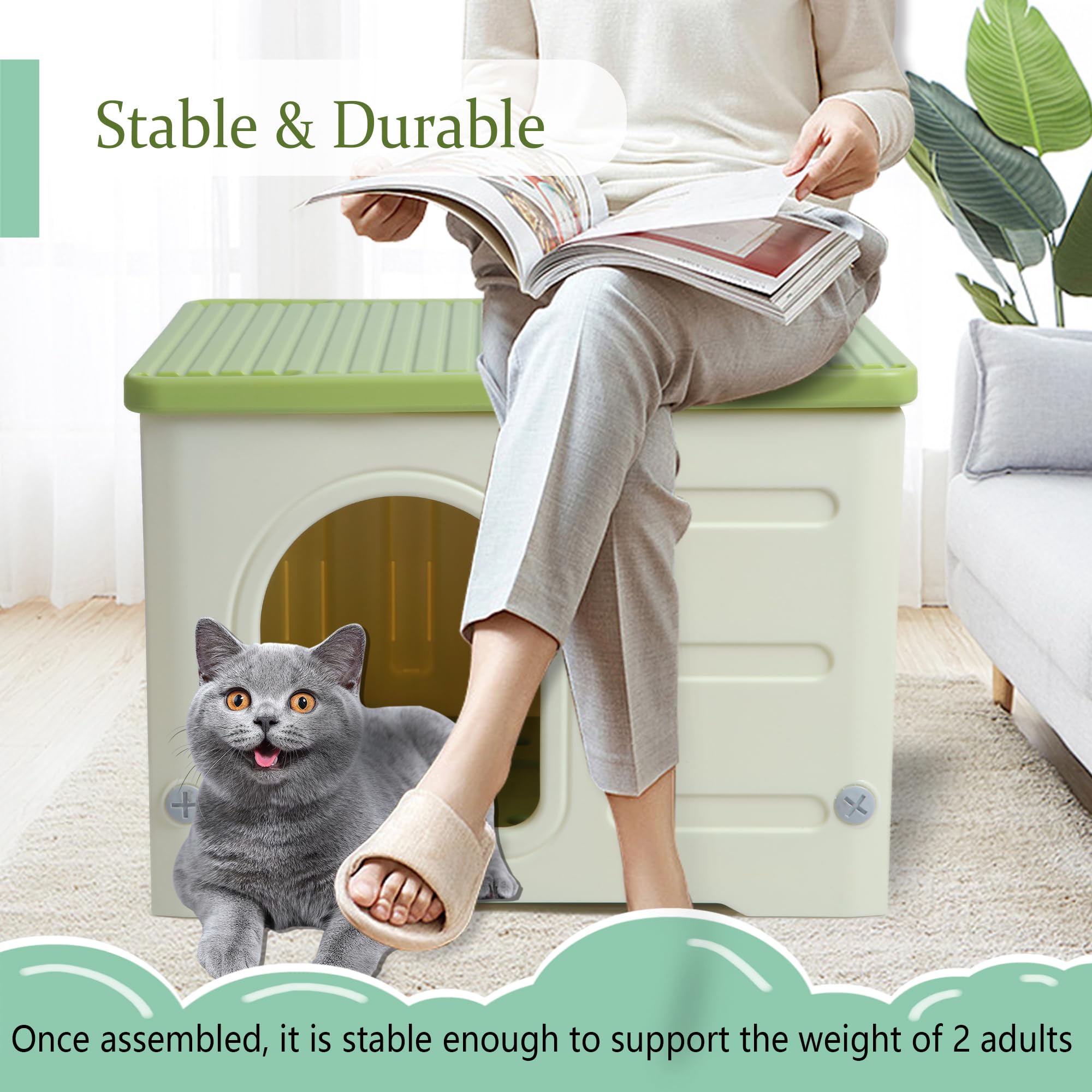 Plastic Cat House Outdoor & Indoor, Feral Cat Houses Waterproof Outdoor ...
