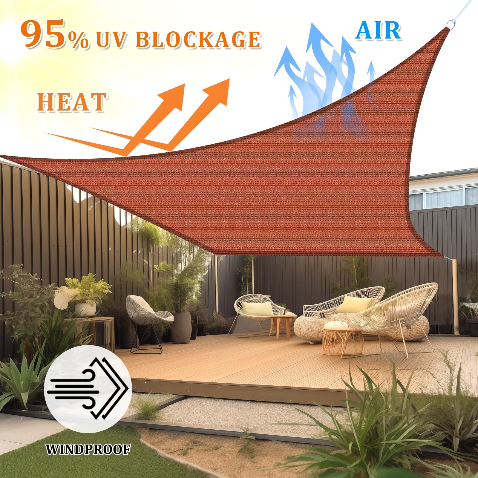 Snapklik.com : Shade&Beyond Rectangle Sun Shade Sail 16X20 Permeable ...