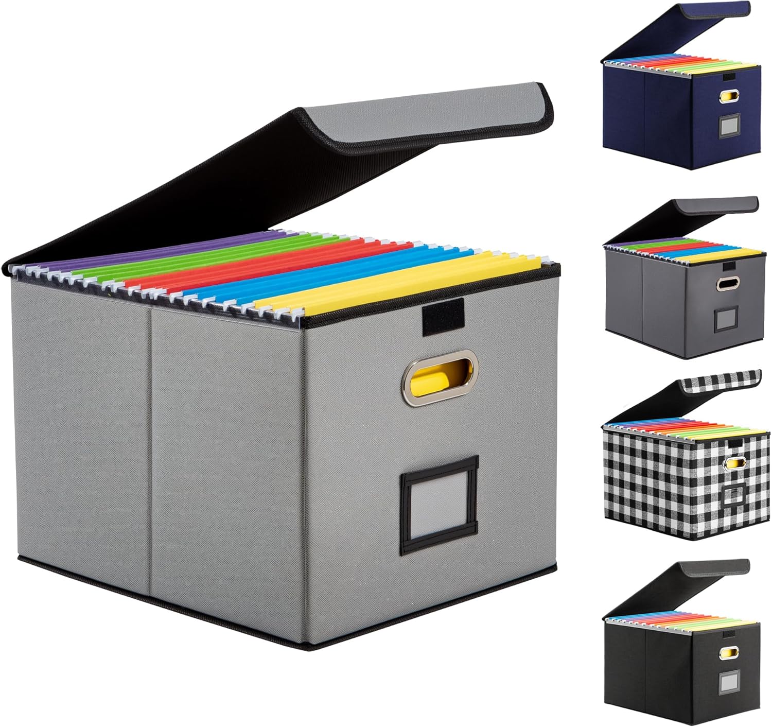 Amazon.com: Hleelomi Collapsible File Box with Lid & Plastic Slide ...