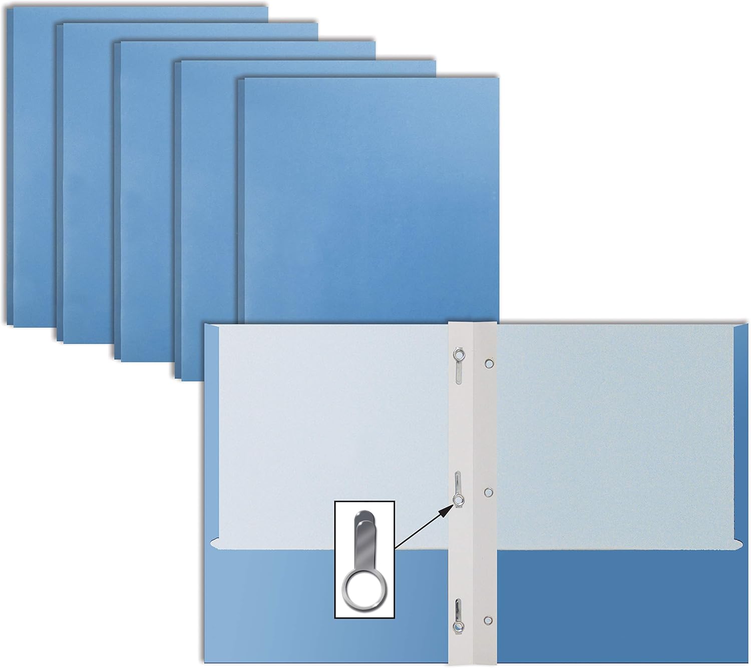 Light Blue Paper 2 Pocket Folders with Prongs, 50 Pack, by Better ...