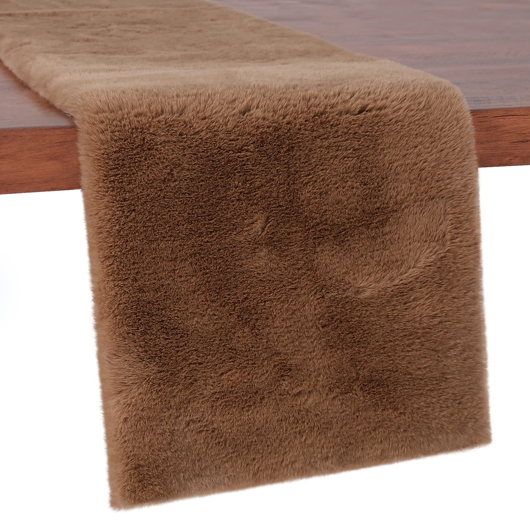Amazon.com: duduta Brown Faux Fur Table Runner 11.8" x 59.1", Fluffy ...