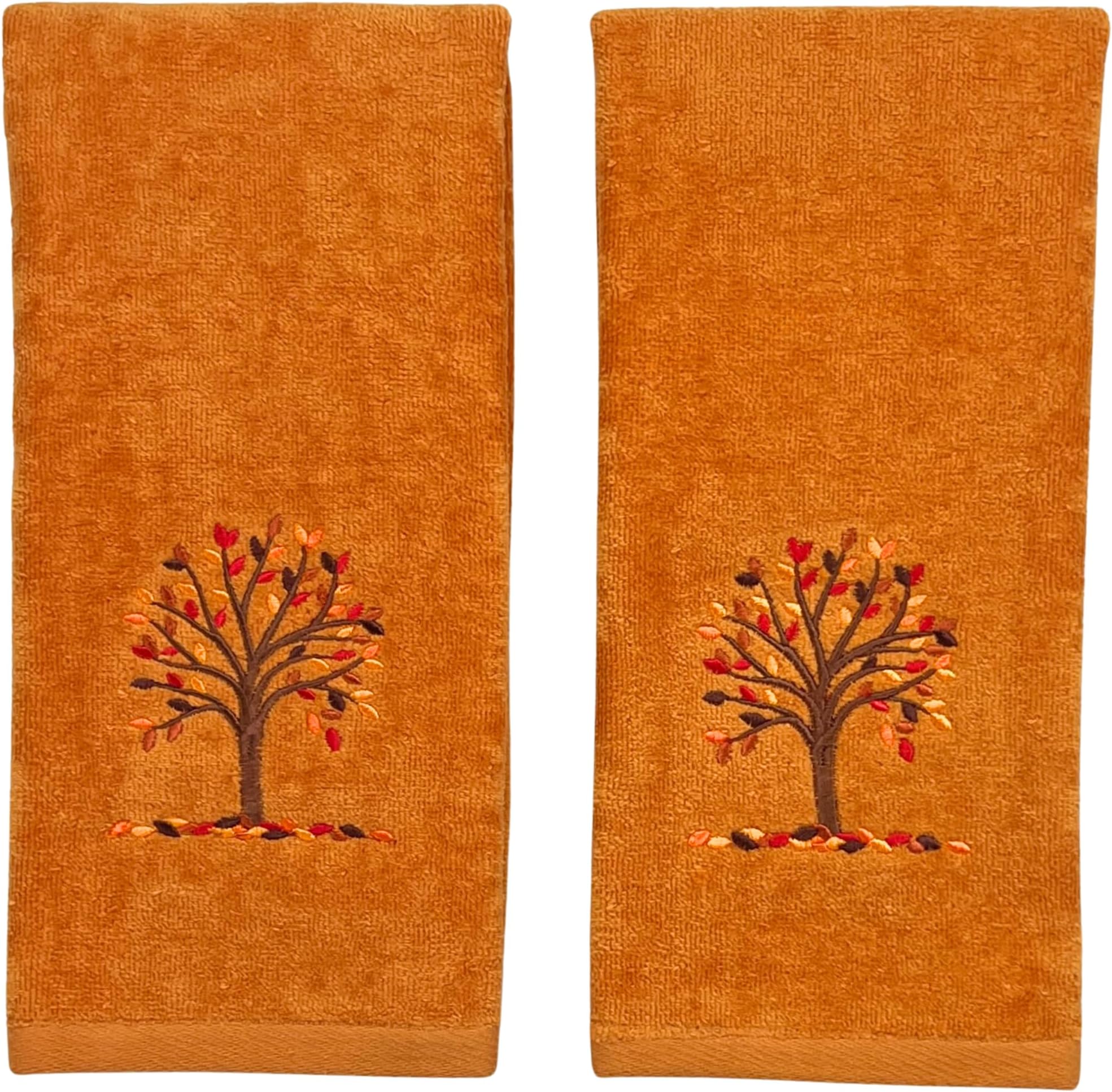 Amazon.com: Set of 2 Plaid Pumpkin Bathroom Hand Towels with Autumn ...