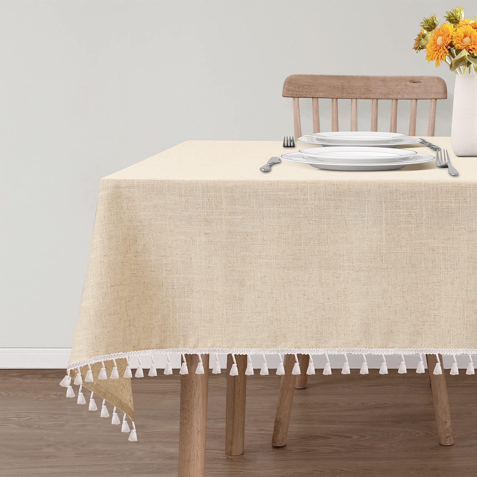 Naturoom Rectangle Table Cloth,Linen Farmhouse Tablecloth Heavy Duty ...