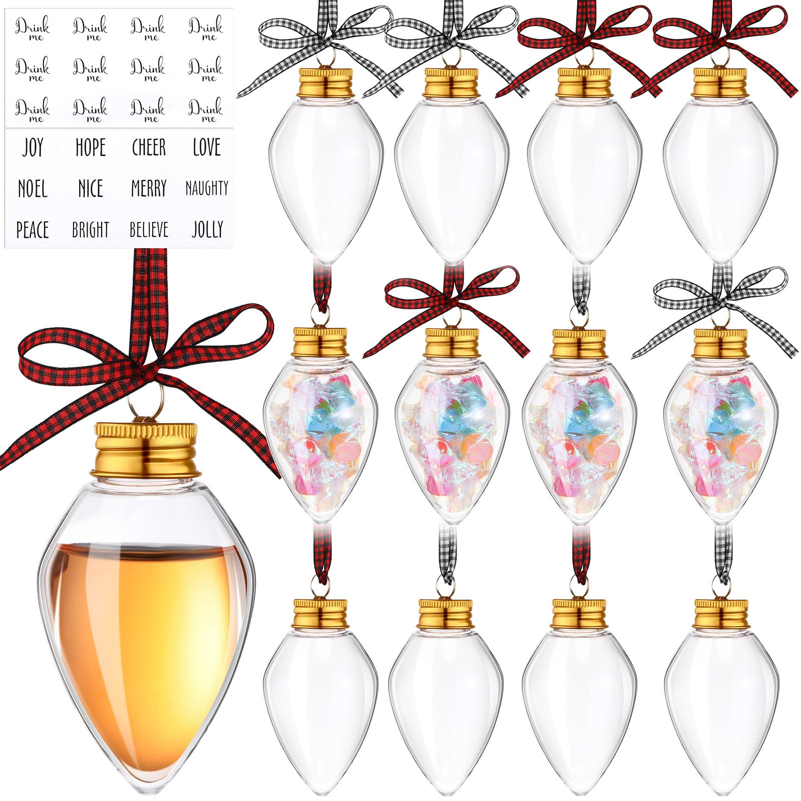 Amazon.com: Kajaia 12 Pcs Christmas Booze Balls Christmas Fillable ...