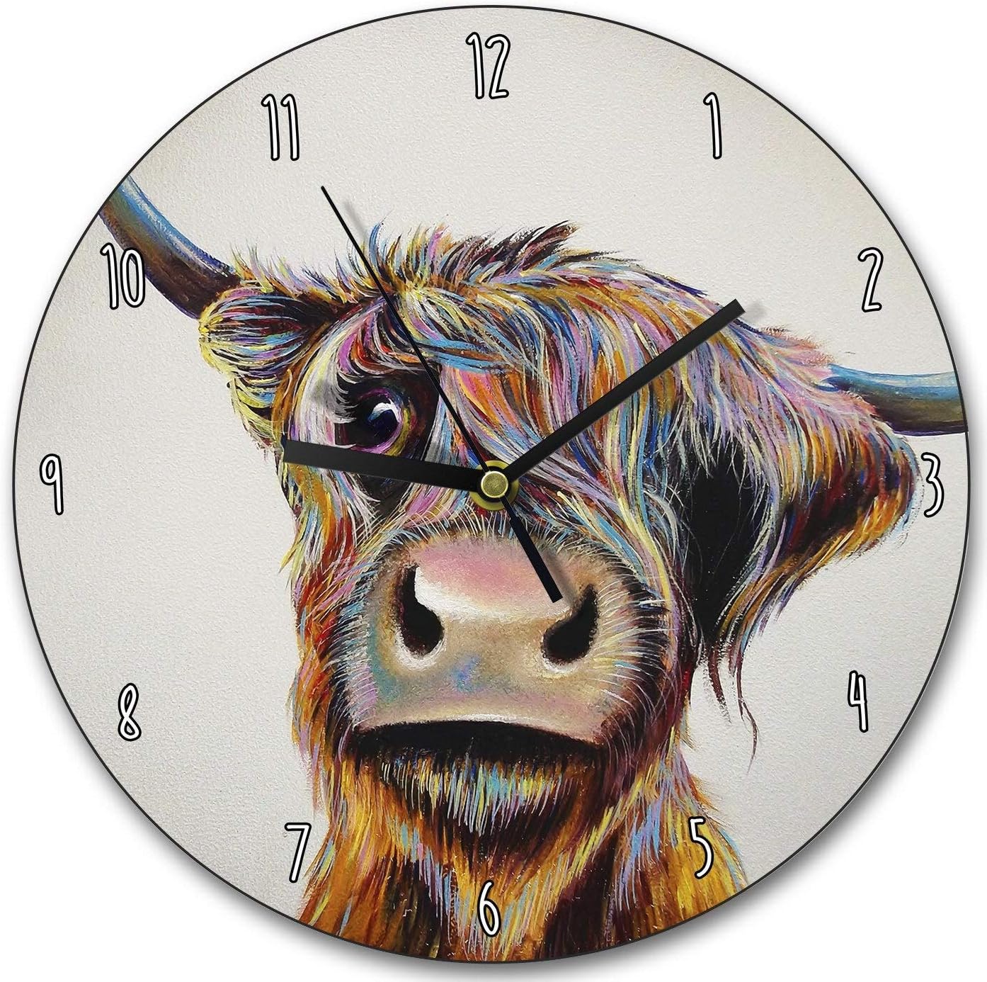 Toll2452 A Bad Hair Day Clock Scottish Cow Wall Clock Cow Timepiece ...