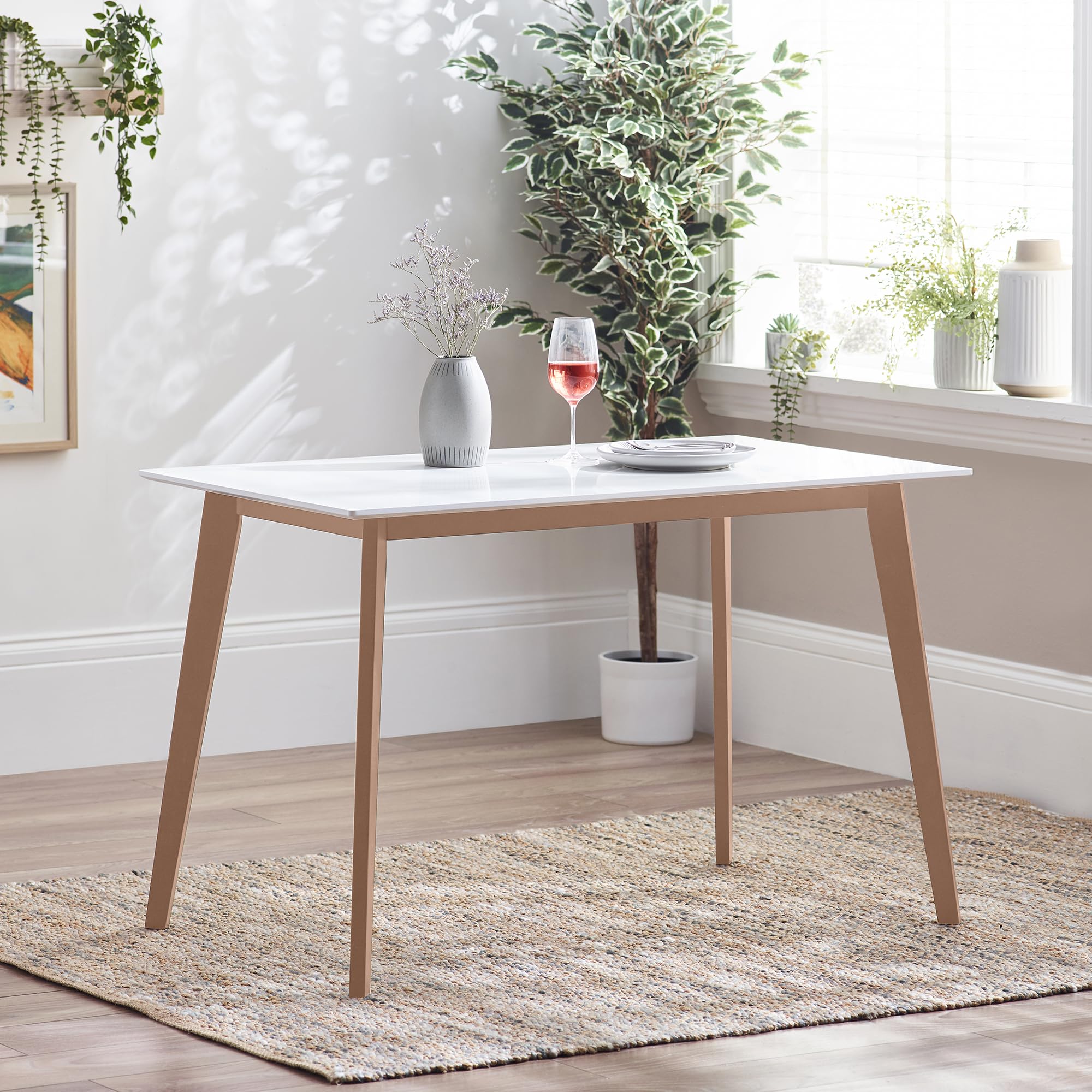 Furniturebox UK Dining Table - Sofia White Dining Table Wood Legs - 4 ...