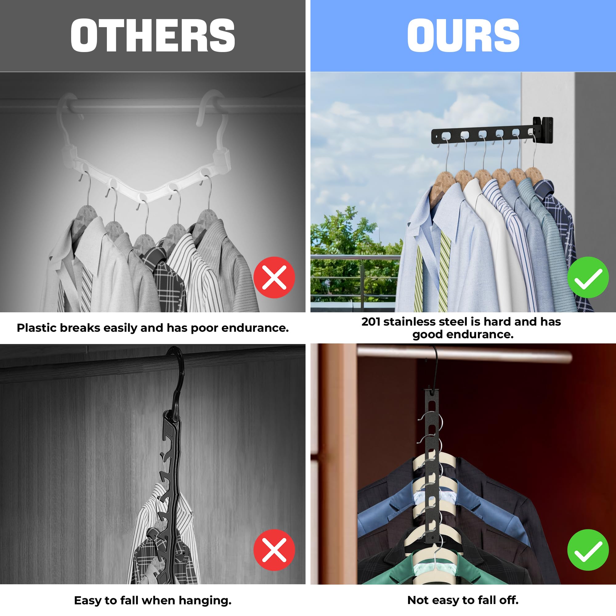 Snapklik.com : Laundry Clothes Hanger Rack, Wall Mount And Hanging ...