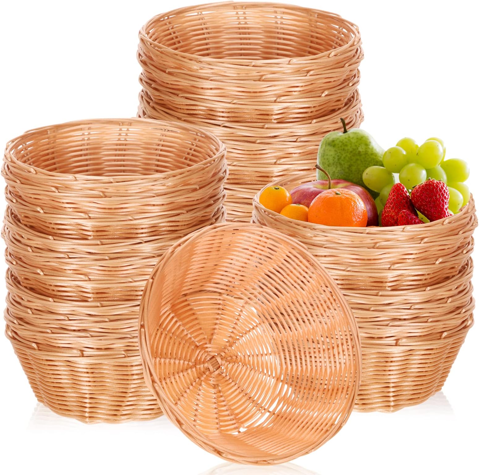Amazon.com: Mimorou 20 Pcs Plastic Round Basket 7 Inch Woven Empty Gift ...