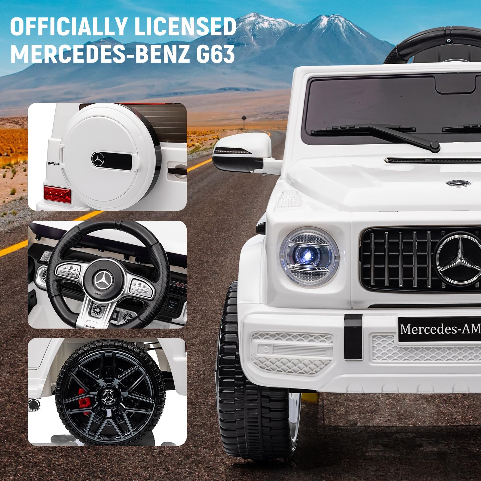 Snapklik.com : Kids 12V Ride On Car, Licensed Mercedes Benz G63 Kids ...