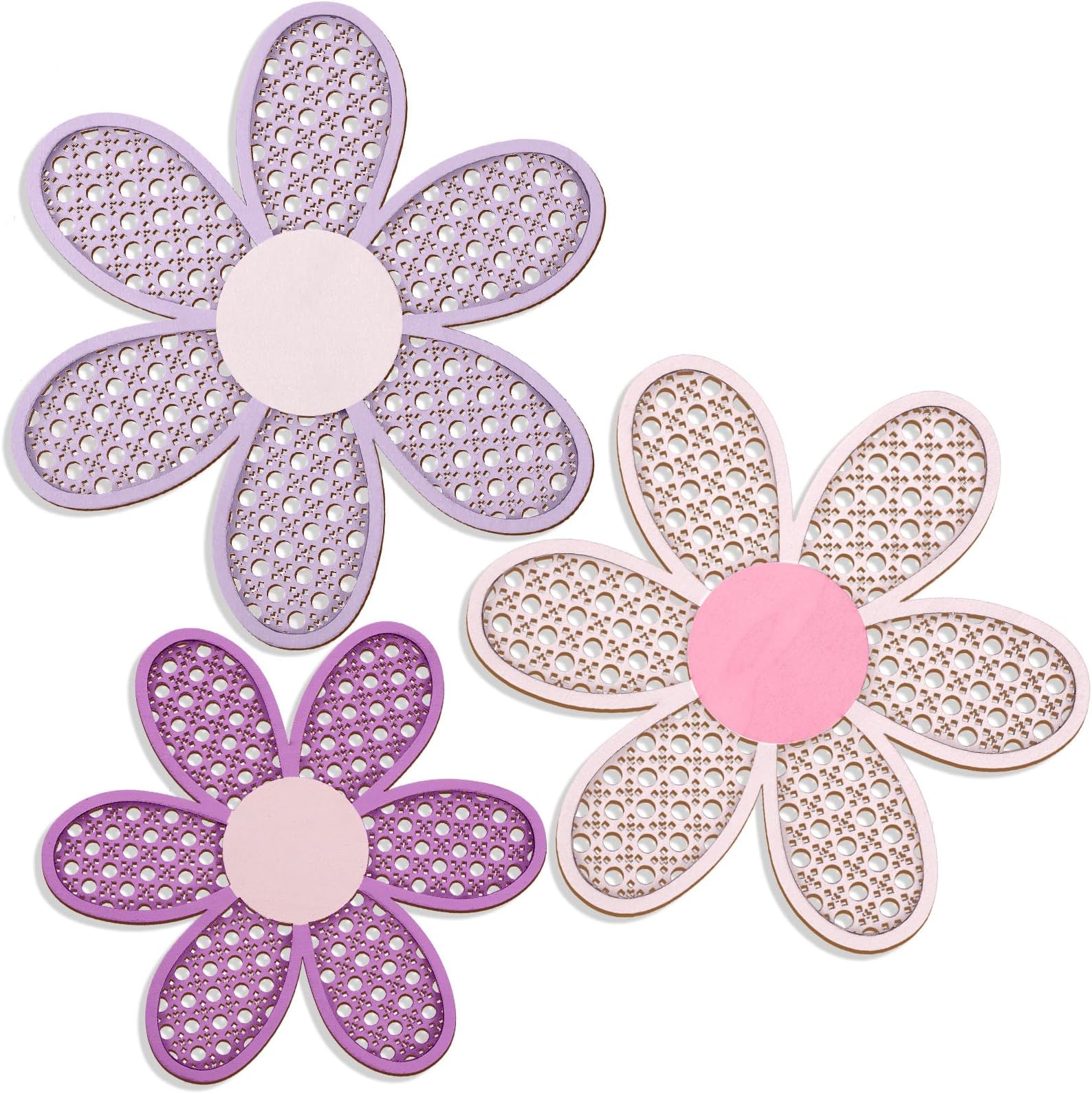Amazon.com: Maitys 3 Pieces Boho Daisy Wall Decor Natural Rattan Flower ...