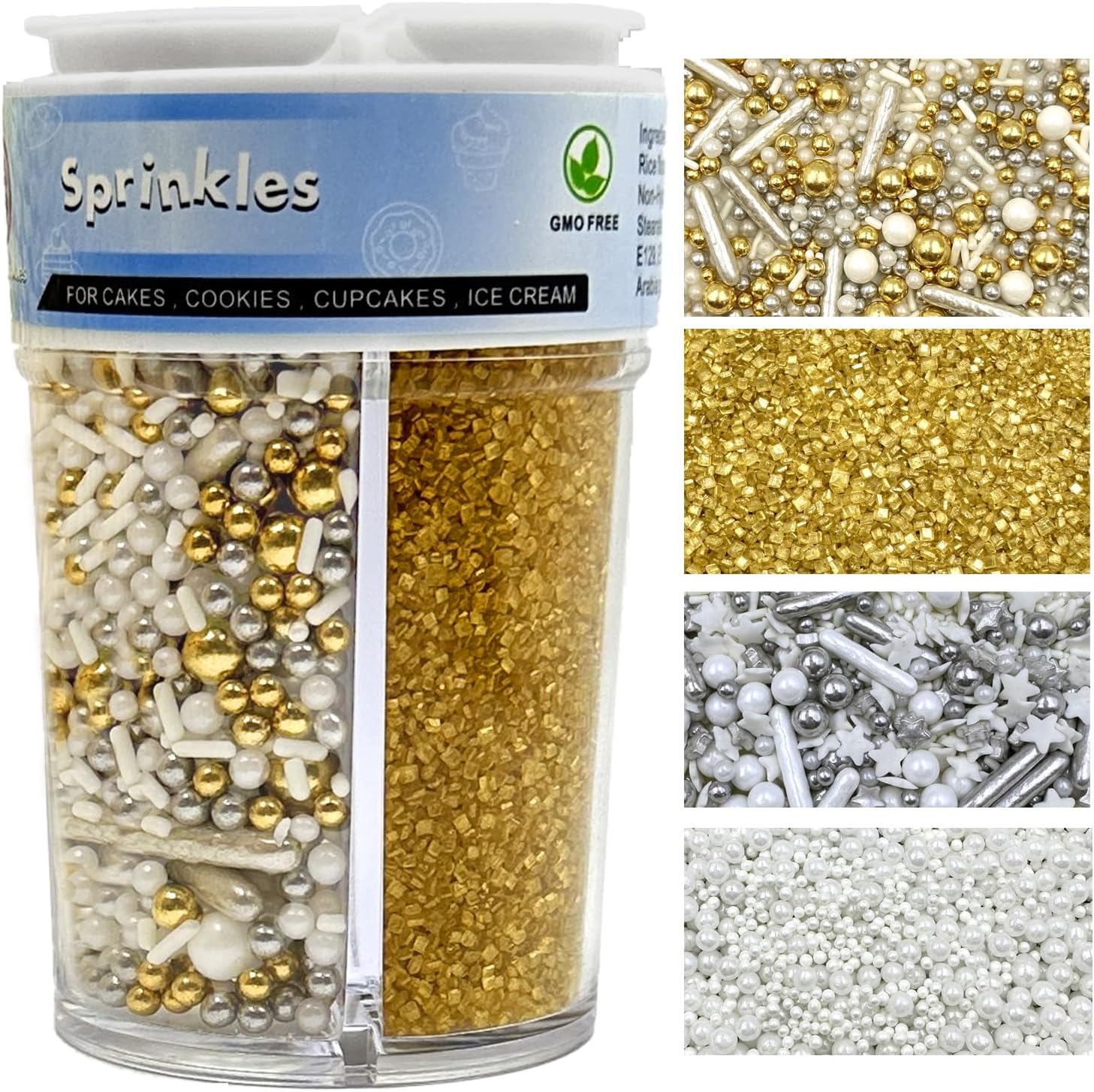 Amazon.com: Confect Spring Sprinkles – 5-Pack | White, Pink & Sky Blue ...