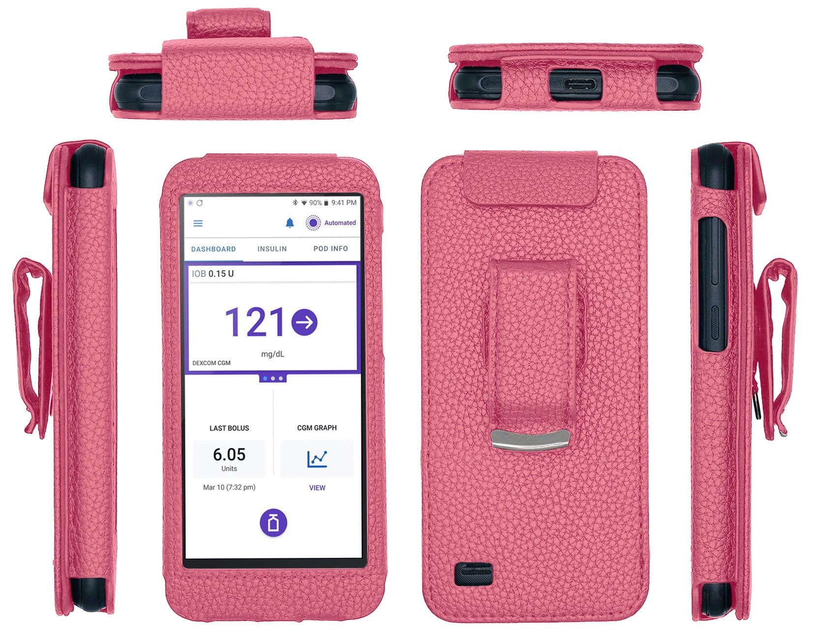 Amazon.com: Fitted Leather Case with Belt Clip for Omnipod 5 Receiver ...