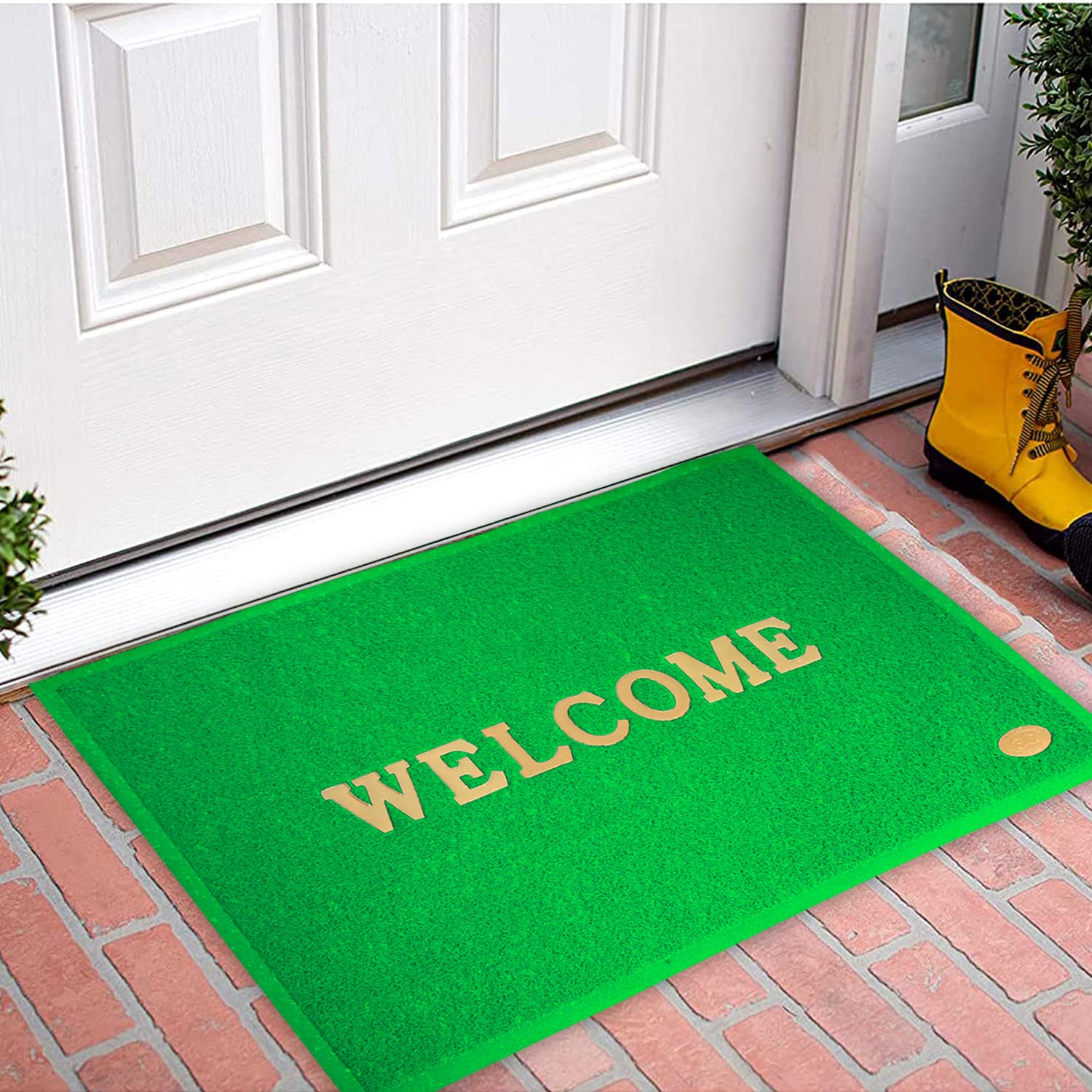 Buy Amazon Brand - Solimo Anti-Slip Rubber Outdoor Doormat - Green ...