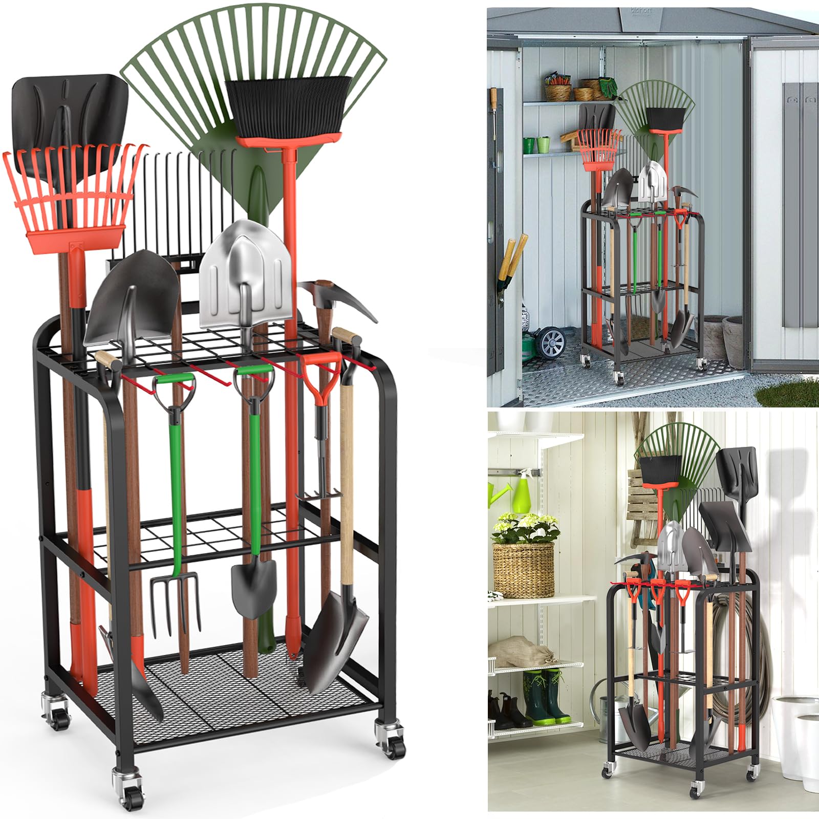 Amazon.com: Trieez Wheeled Heavy Duty Garden Tool Storage, Alloy Steel ...