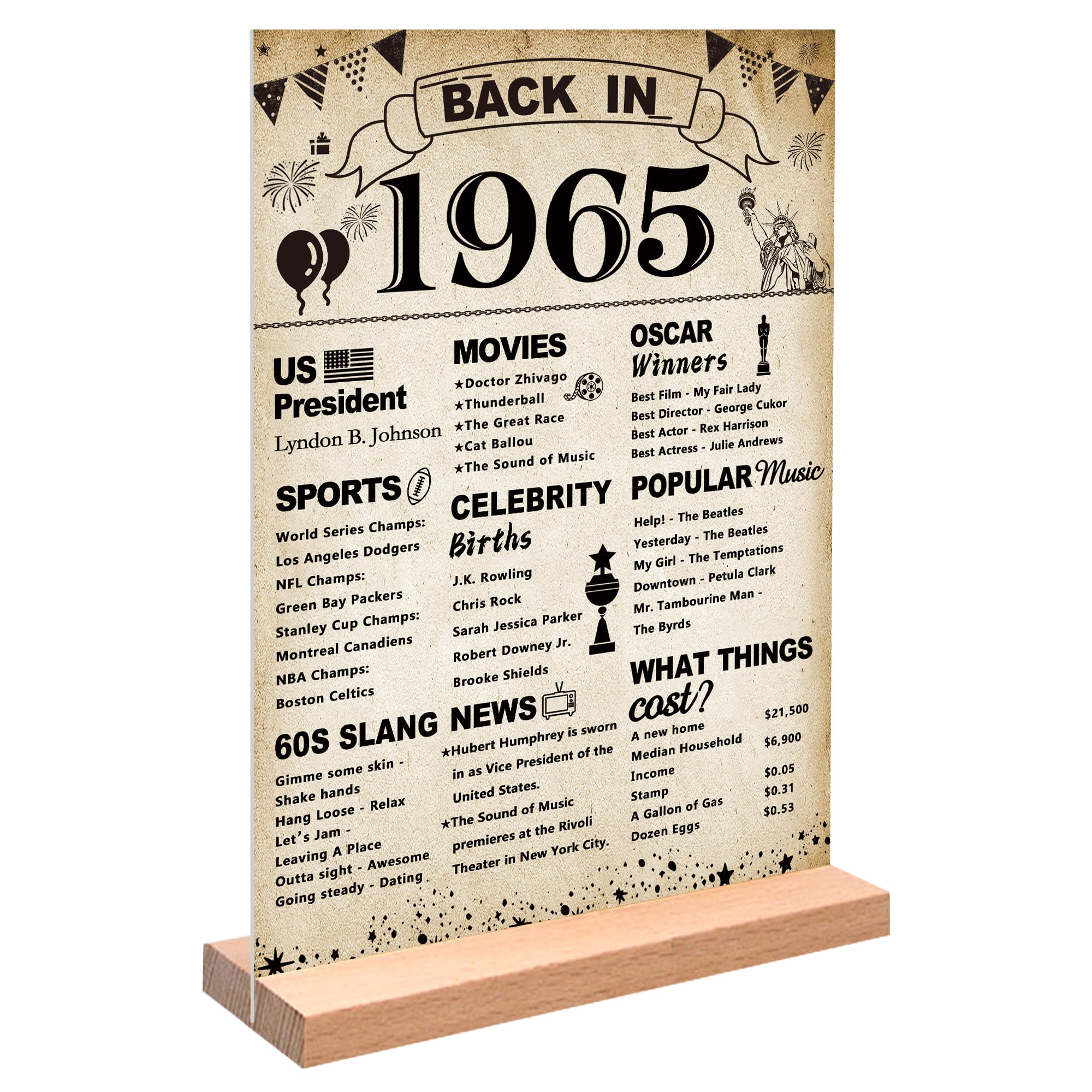 Amazon.com: DARUNAXY 60th Birthday Party Decorations, Vintage Back in ...
