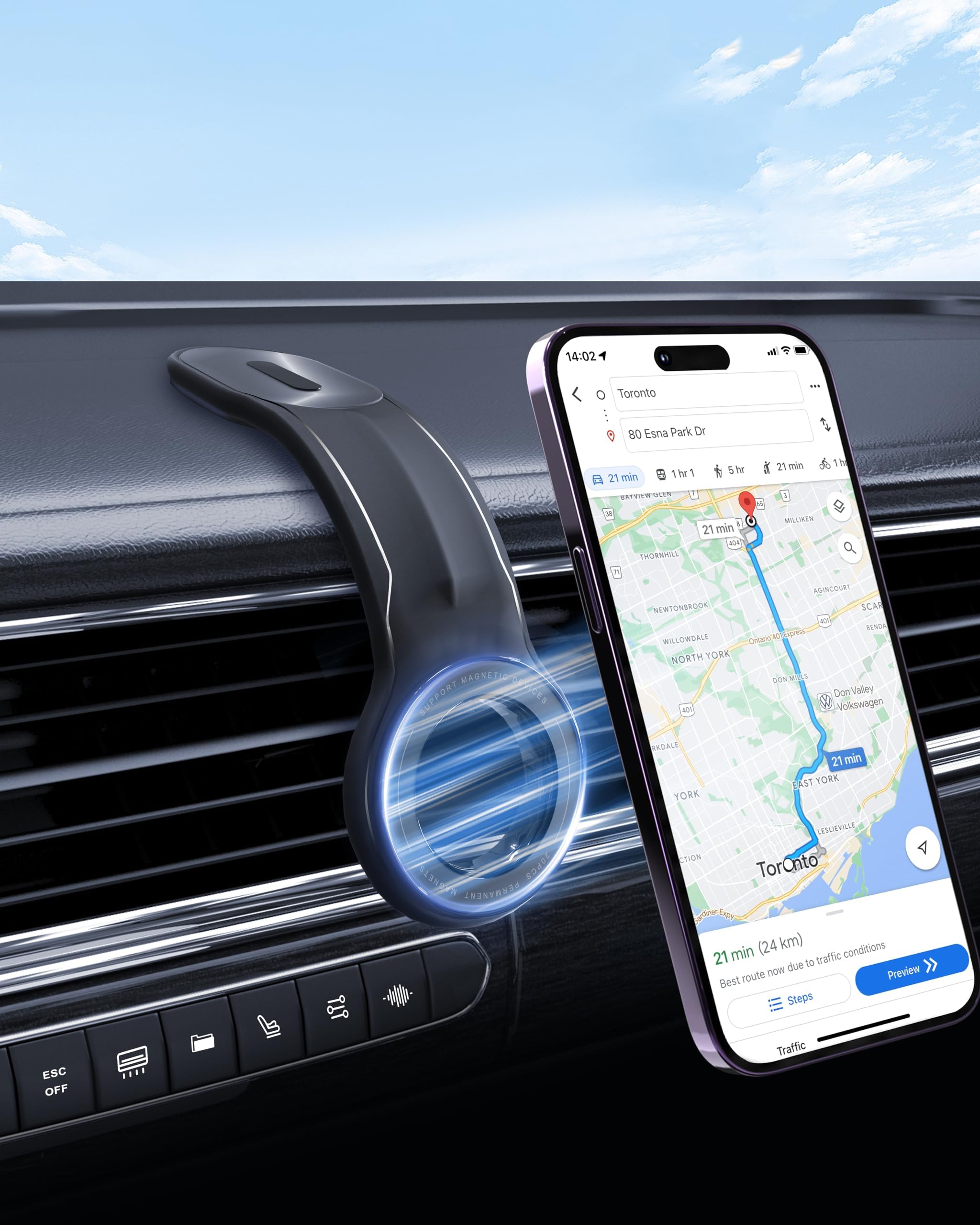 APPS2Car Support Telephone Voiture Magsafe, 17 N52 Aimants Ventouse ...