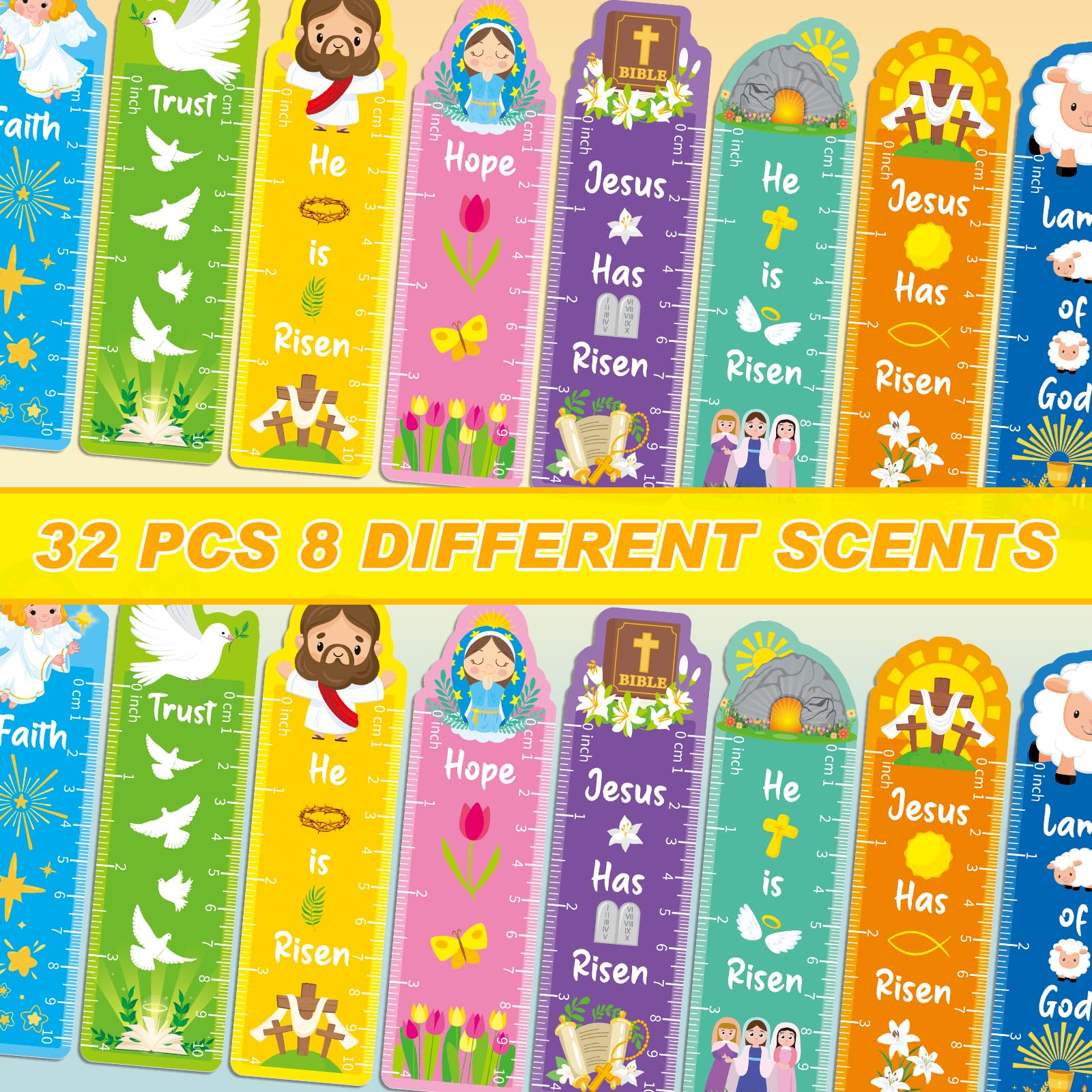 Snapklik.com : 32 Pcs Easter Bookmarks 8 Styles Jesus Measuring Ruler ...