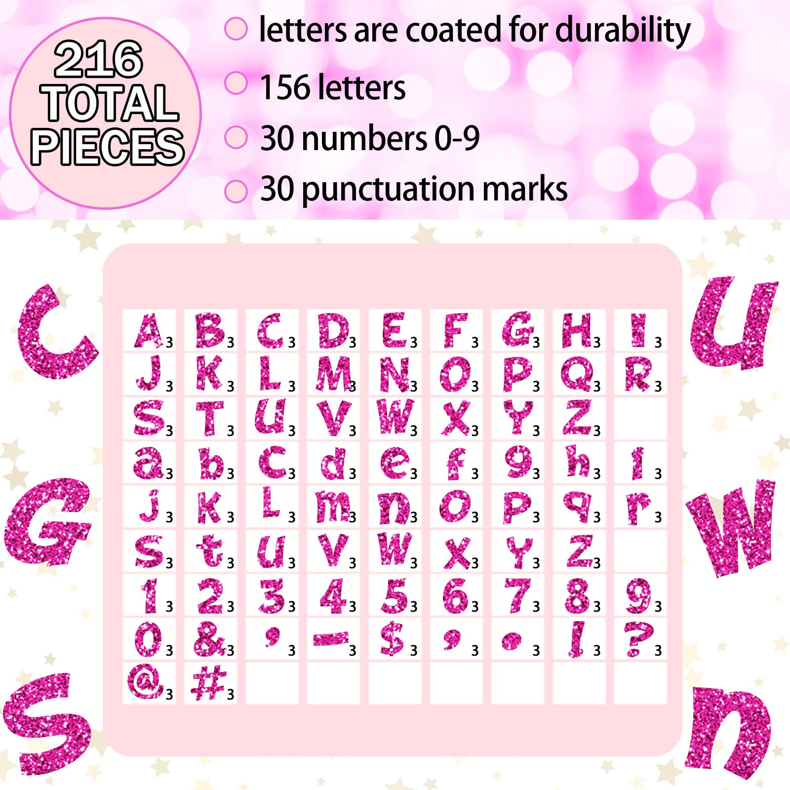 Snapklik.com : Colarr 216 Pcs Glitter Bulletin Board Letters For ...