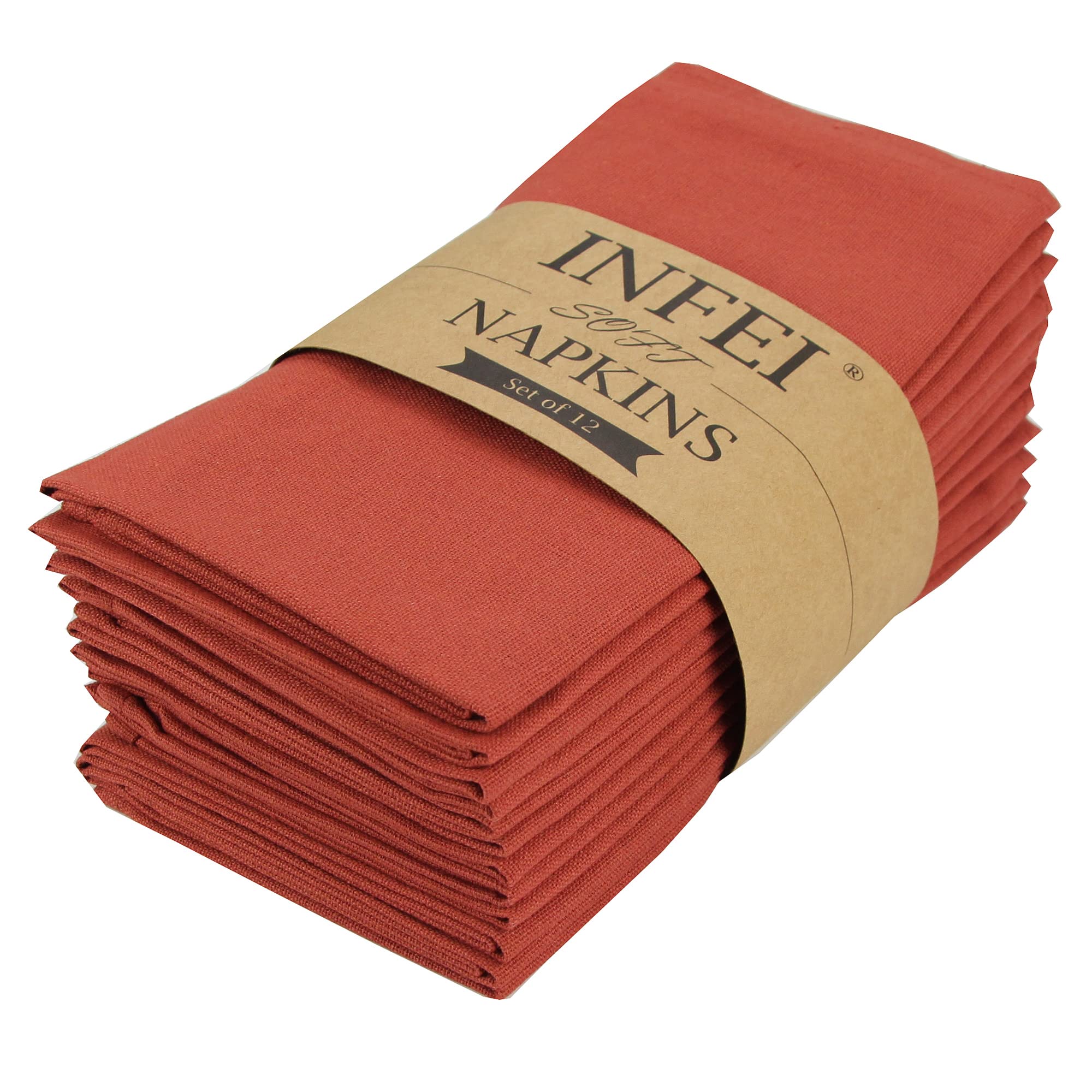 Amazon.com: INFEI Solid Color Cotton Blended Dinner Cloth Napkins - Set ...