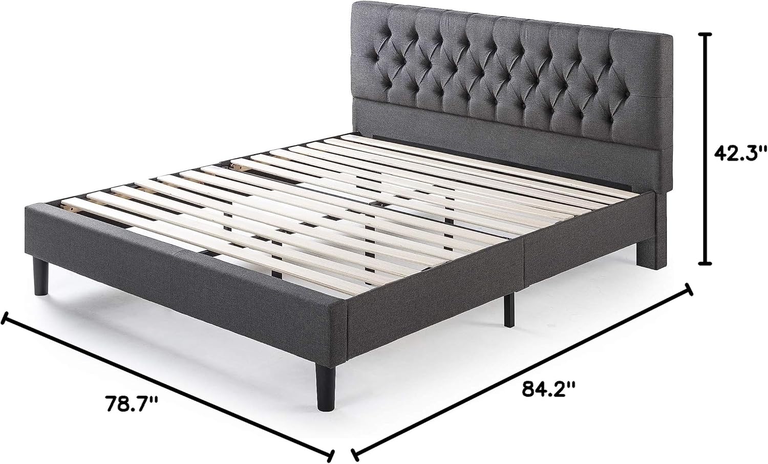 ZINUS Misty Upholstered Platform Bed Frame / Mattress Foundation / Wood ...