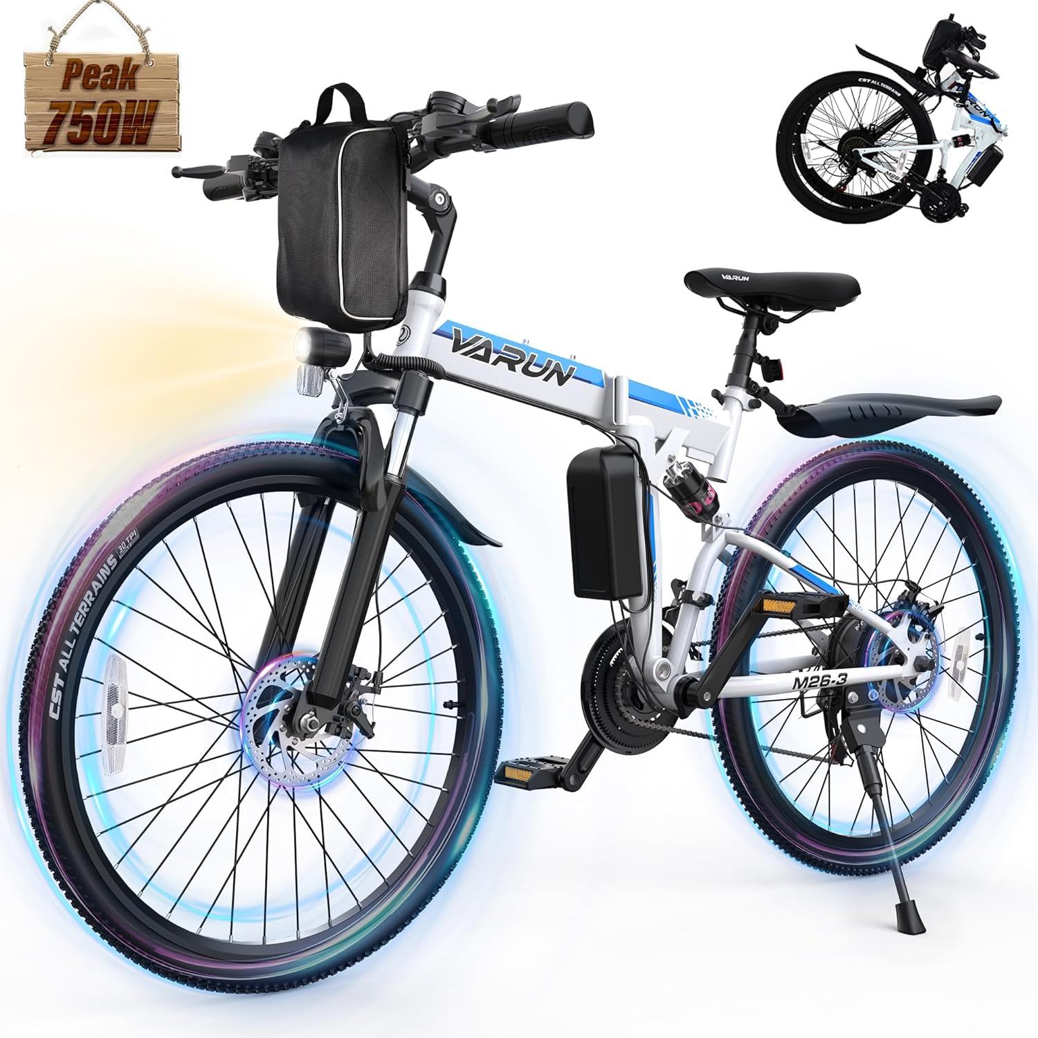 Amazon.com : VARUN Folding Electric Bike - Ebikes for Adults Peak 750W Motor, Foldable Electric ...