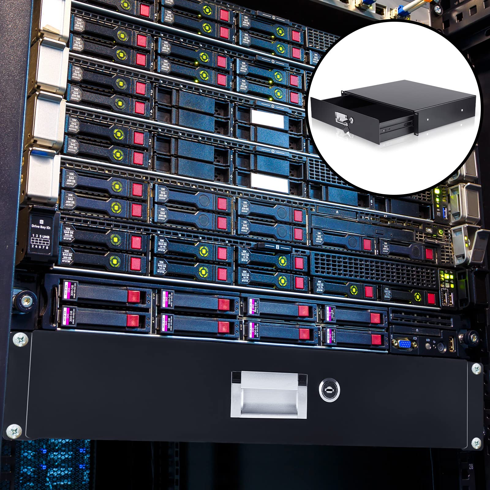 Server Cabinet Case Drawer Metal Rack Mount Tool Drawer 19 Inch Rack ...