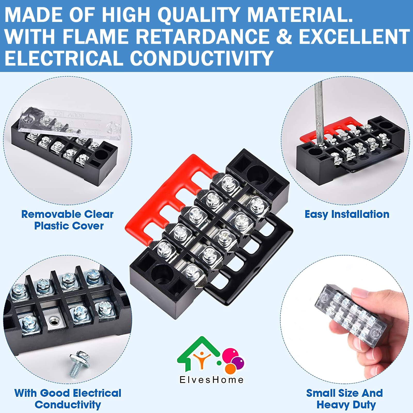 Snapklik.com : Terminal Blocks 5 Position 12PCS 6 Set, Dual Row Buss ...