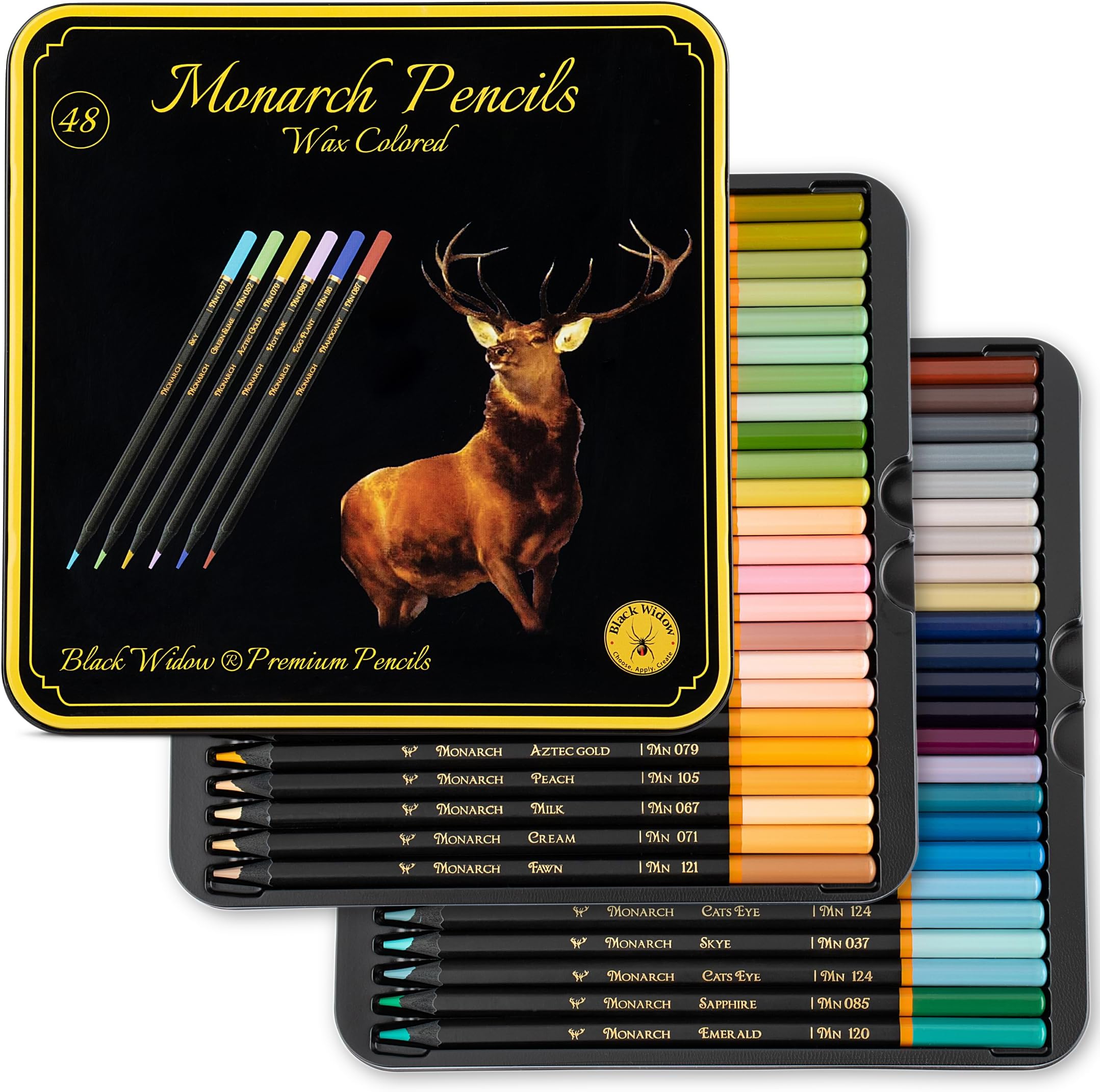 Black Widow Colouring Pencils, 48 pc Coloured Pencil Set. Best For ...