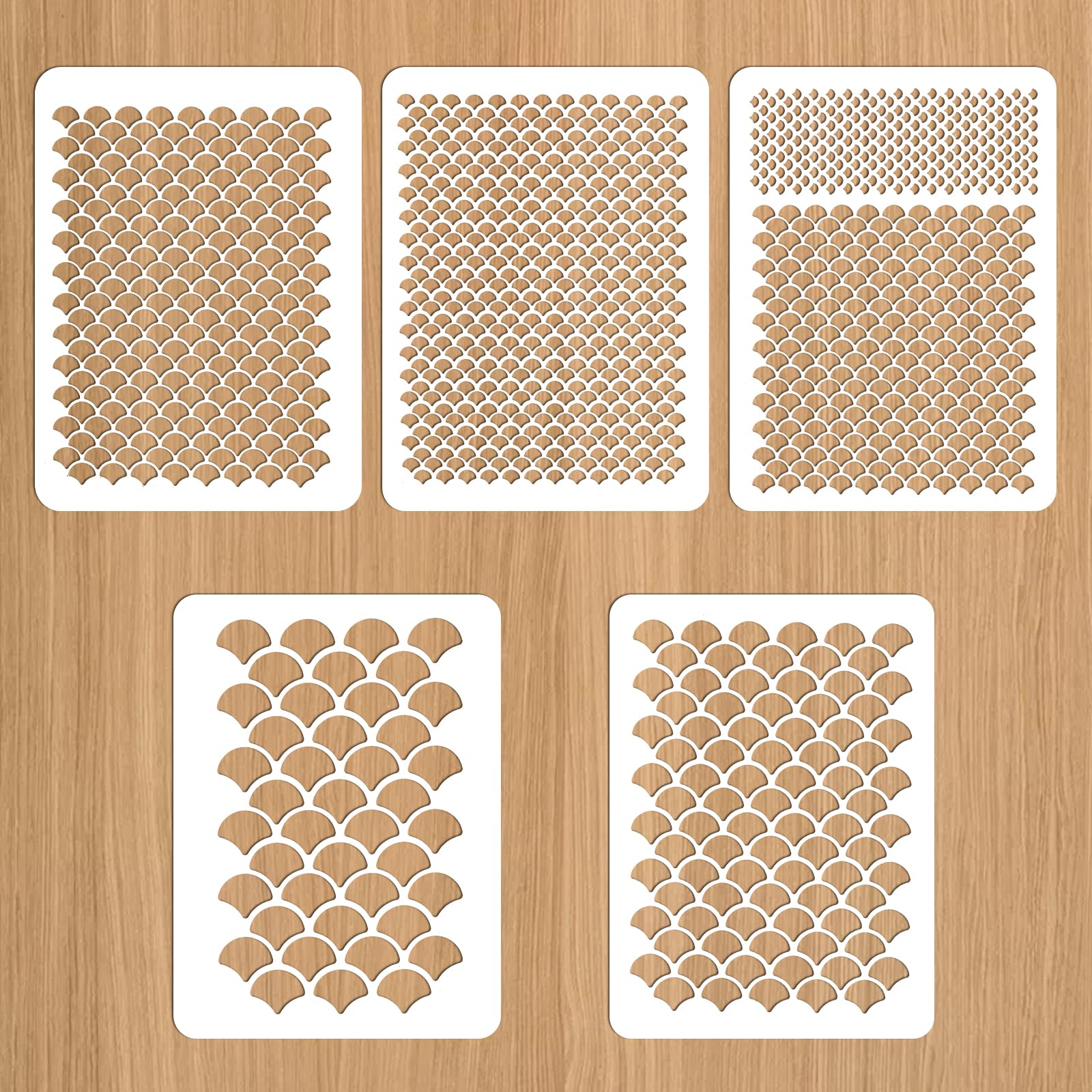 Amazon.com : 5Pcs Fish Scale Stencil Reusable Fish Scale Template Face Painting Stencils ...