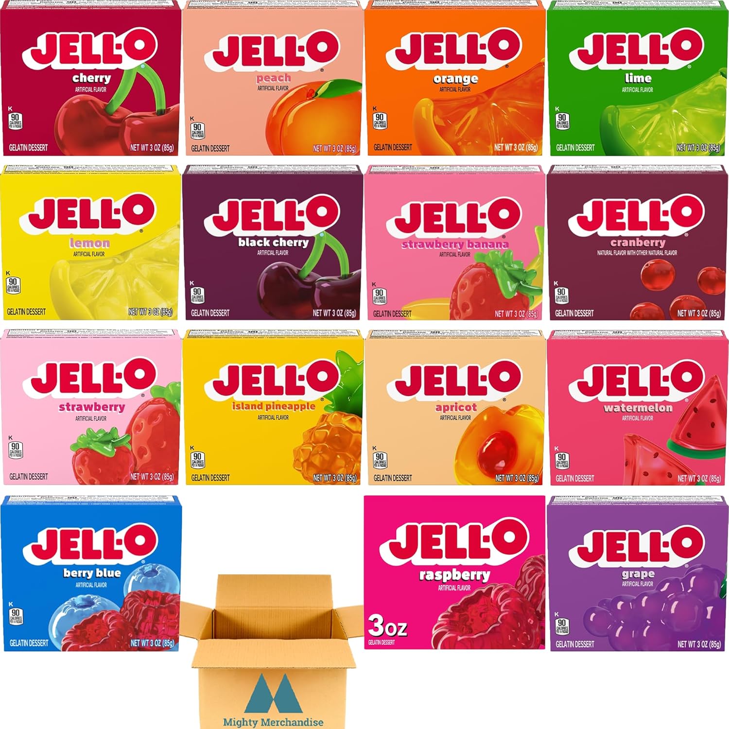 Amazon.com : Jell-O Gelatin Variety Pack - 3 oz Boxes (Pack of 15 ...