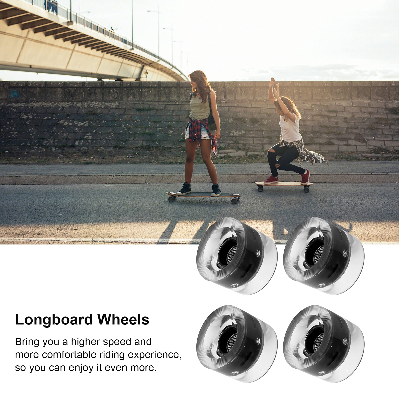 Skate Bearings PATIKIL 65mm 78A Longboard Wheels With ABEC-11 Bearings ...