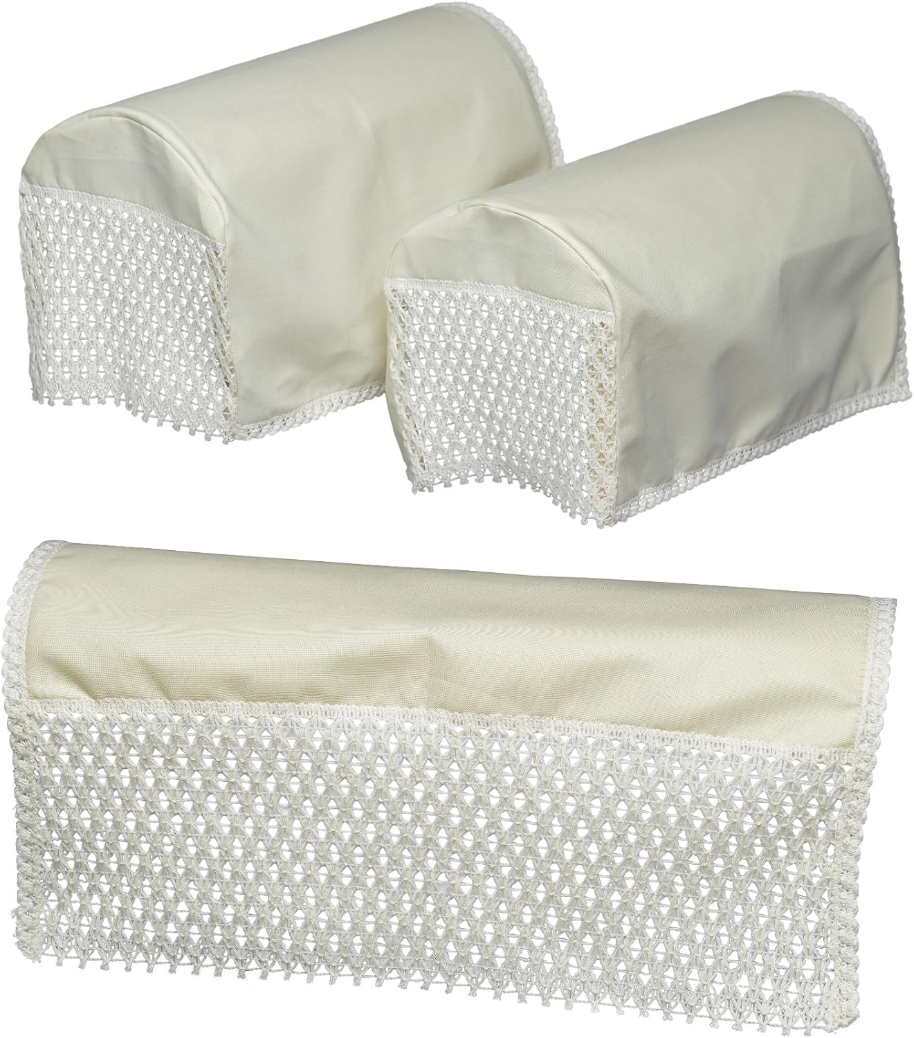 Classic Home Store Cotton Pair of Round Arm Caps & 2 Chair Backs Lace ...