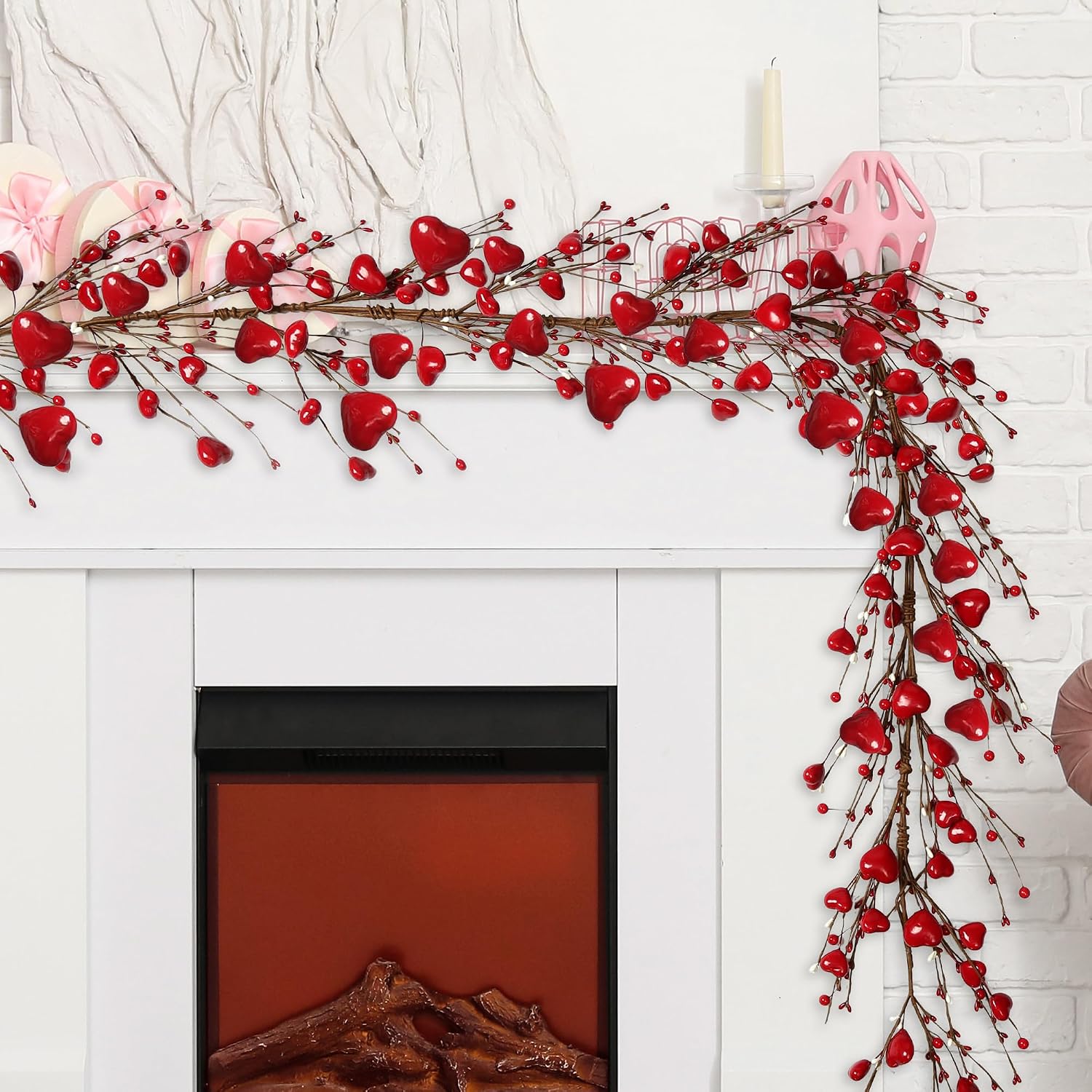 Amazon.com: 6Ft Valentine's Day Garland Foam Red Heart Garlands with ...