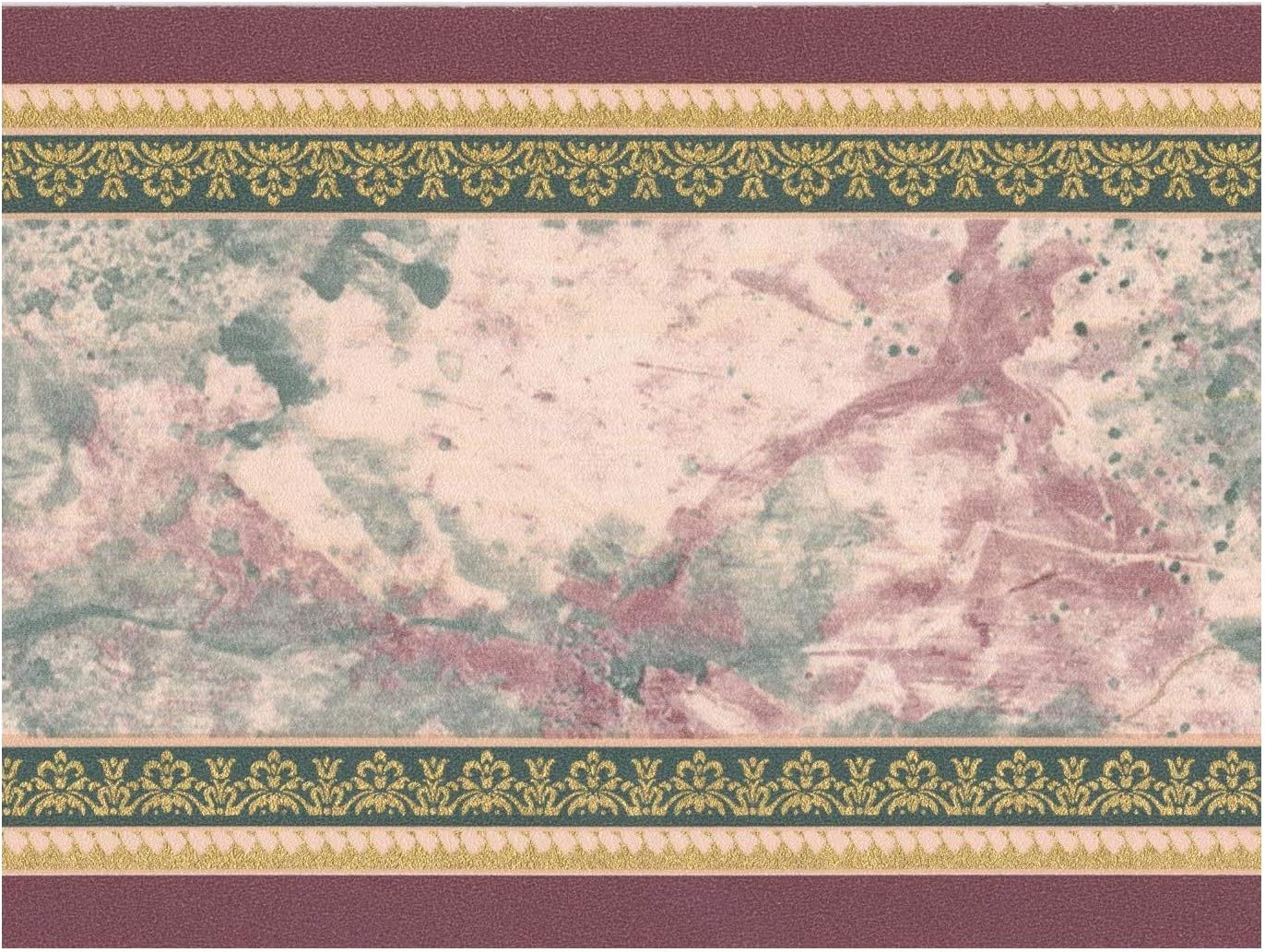 Retro Art Wall Border - Abstract Colors Garnet Red Beige Sage Green ...
