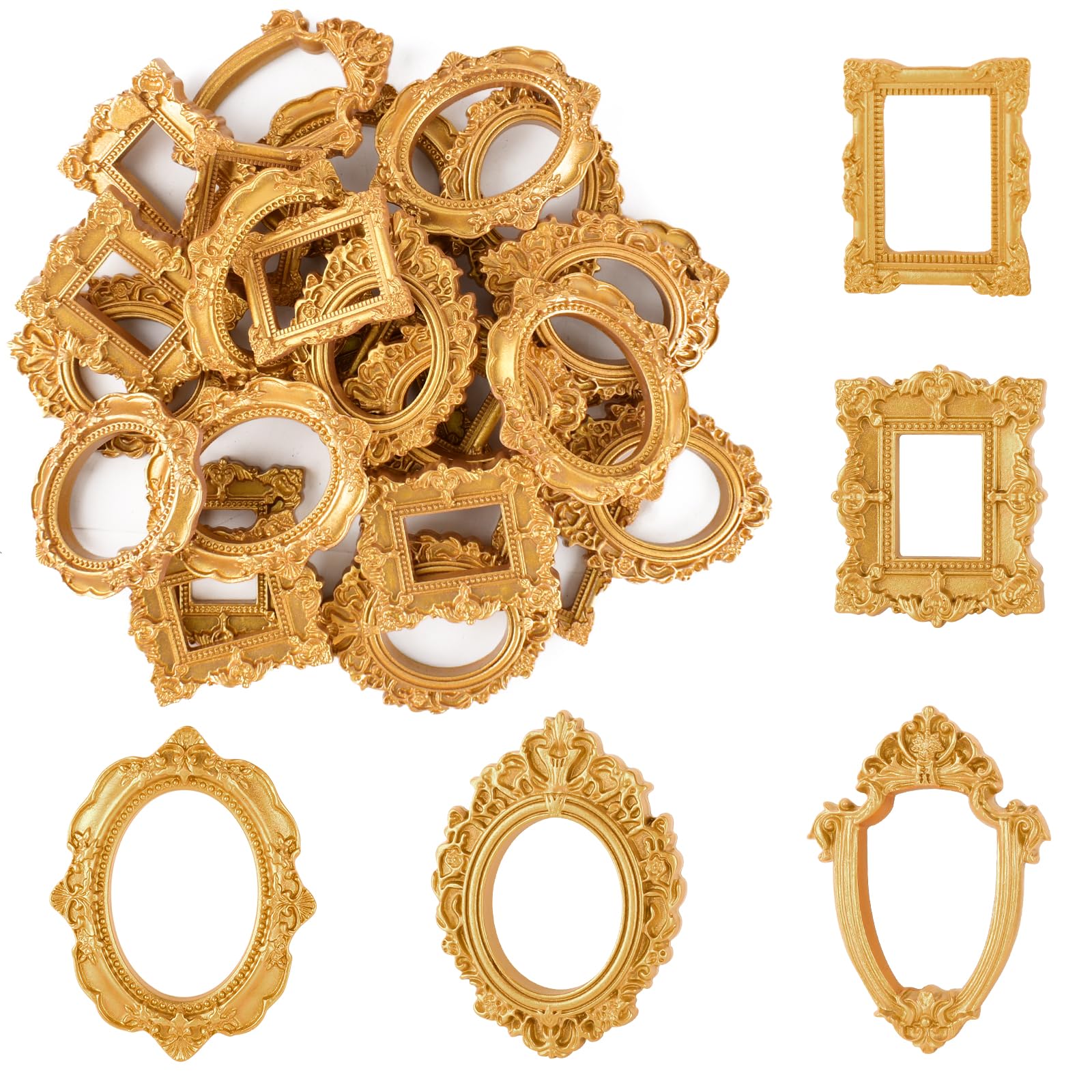 Amazon.com - TRESSON 50pcs Mini Gold Picture Frames Baroque Frames Mini ...