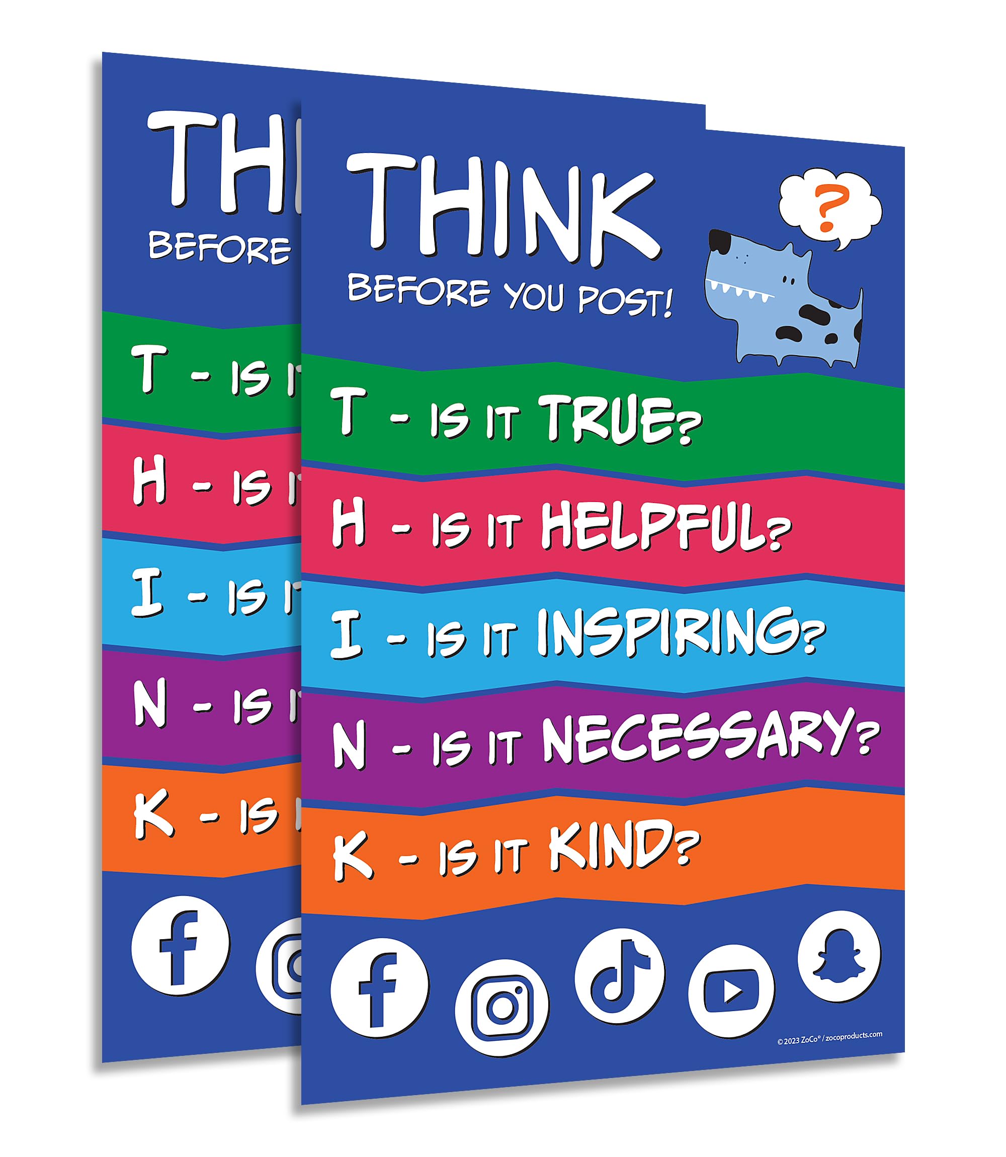 Think Before You Post Poster 2 Pack Stop Bullying Kindness | Desertcart ...