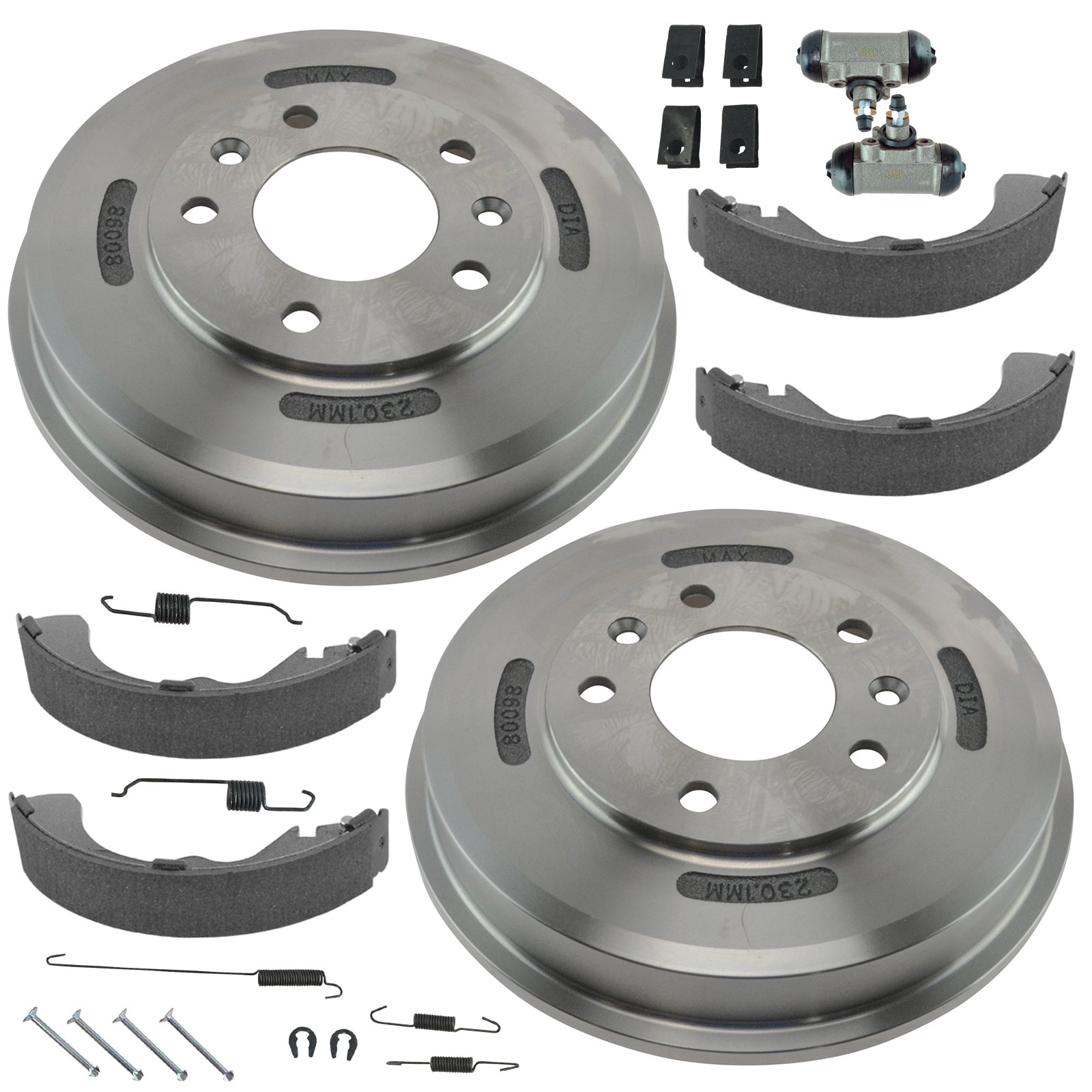 Amazon.com: Rear Brake Drum & Shoe Kit with Hardware & Wheel Cylinders ...