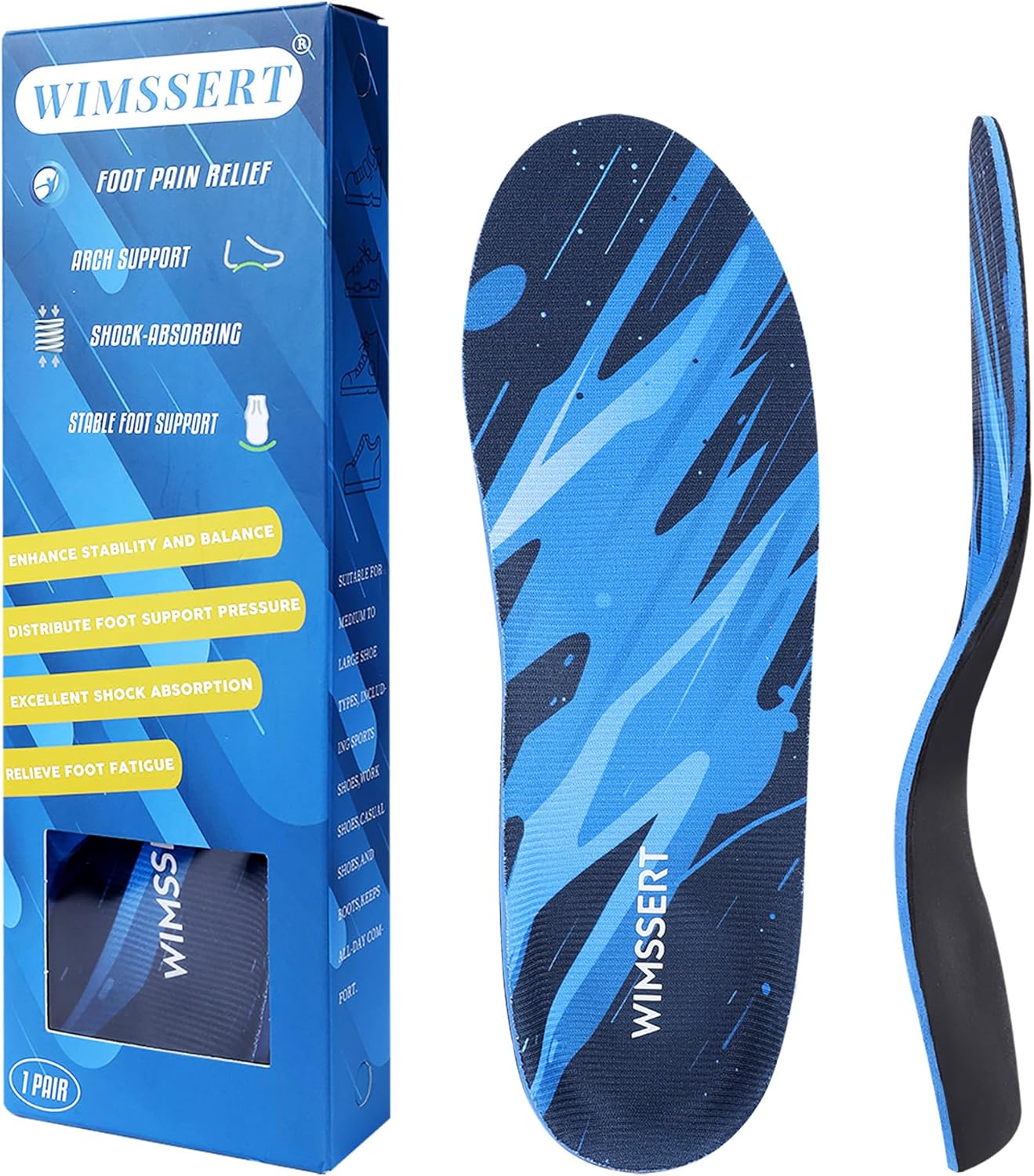 Amazon.com: Plantar Fasciitis Insoles Pain Relief High Arch Support ...