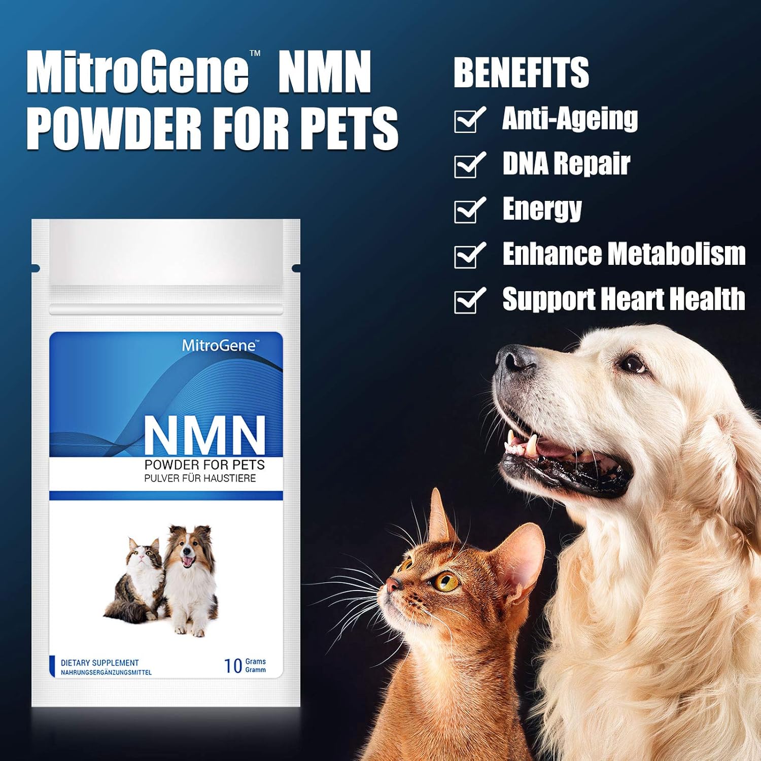 MitroGene NMN Powder for Pets, 10 Grams of Stabilized Form High Purity ...