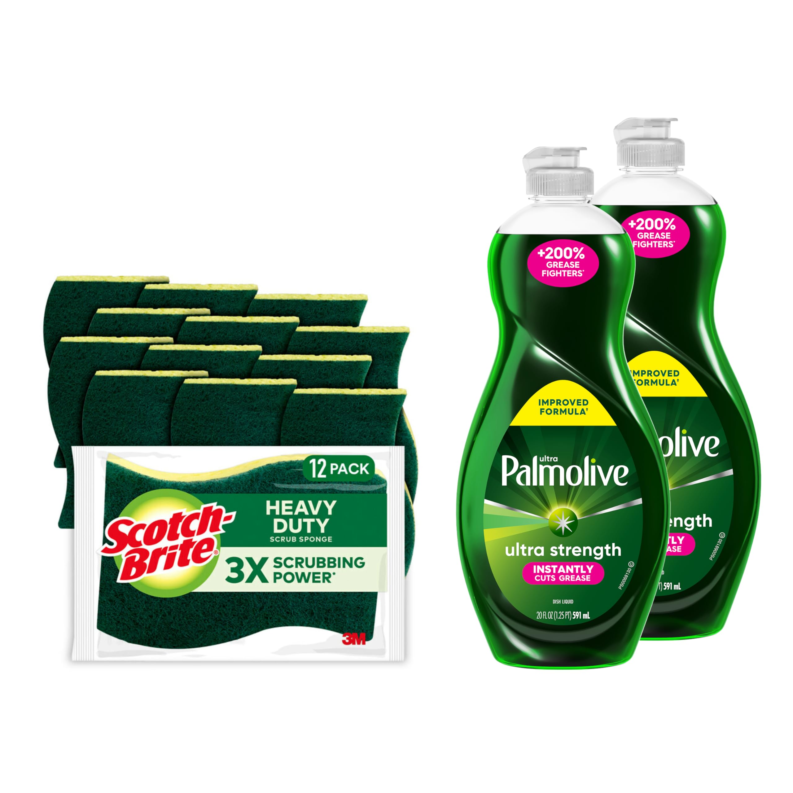 Amazon.com: Scotch-Brite Heavy Duty Scrub Sponges with Palmolive ...