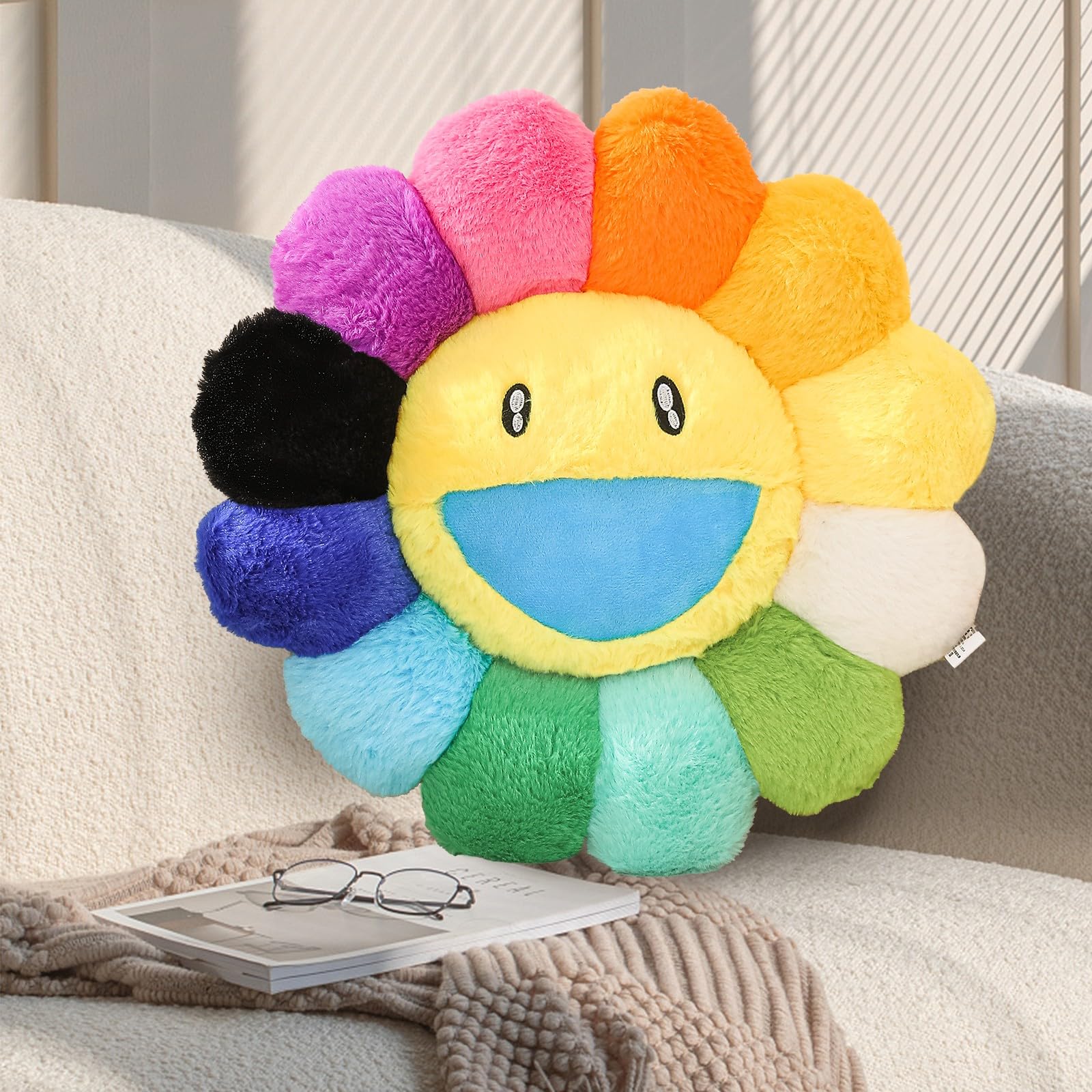 Amazon.com: SHINUOER Flower Pillow,Flower Throw Pillow,Rainbow Flower ...