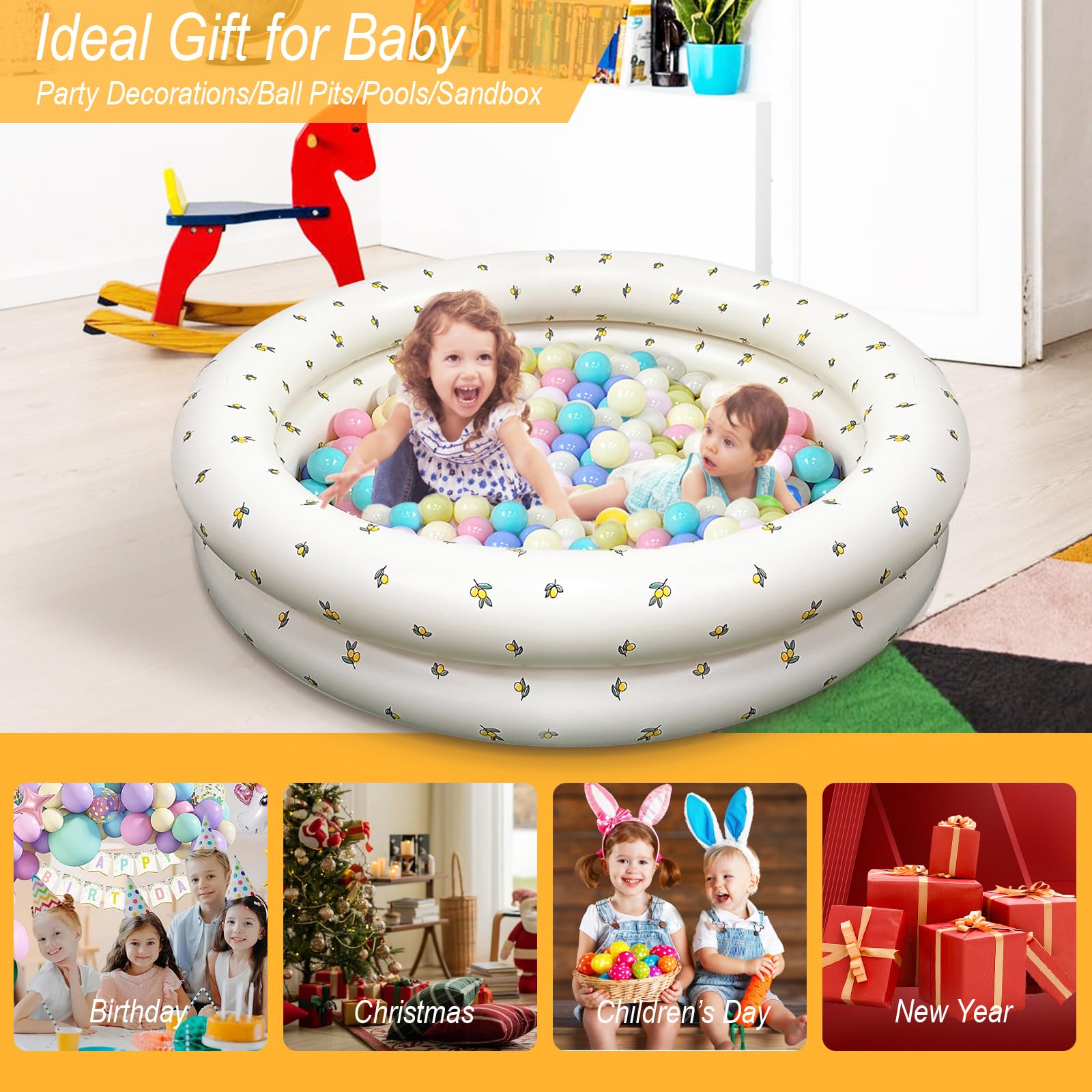 Snapklik.com : Kiddie Pool, Inflatable Baby Swimming Pool 35"x 11 ...