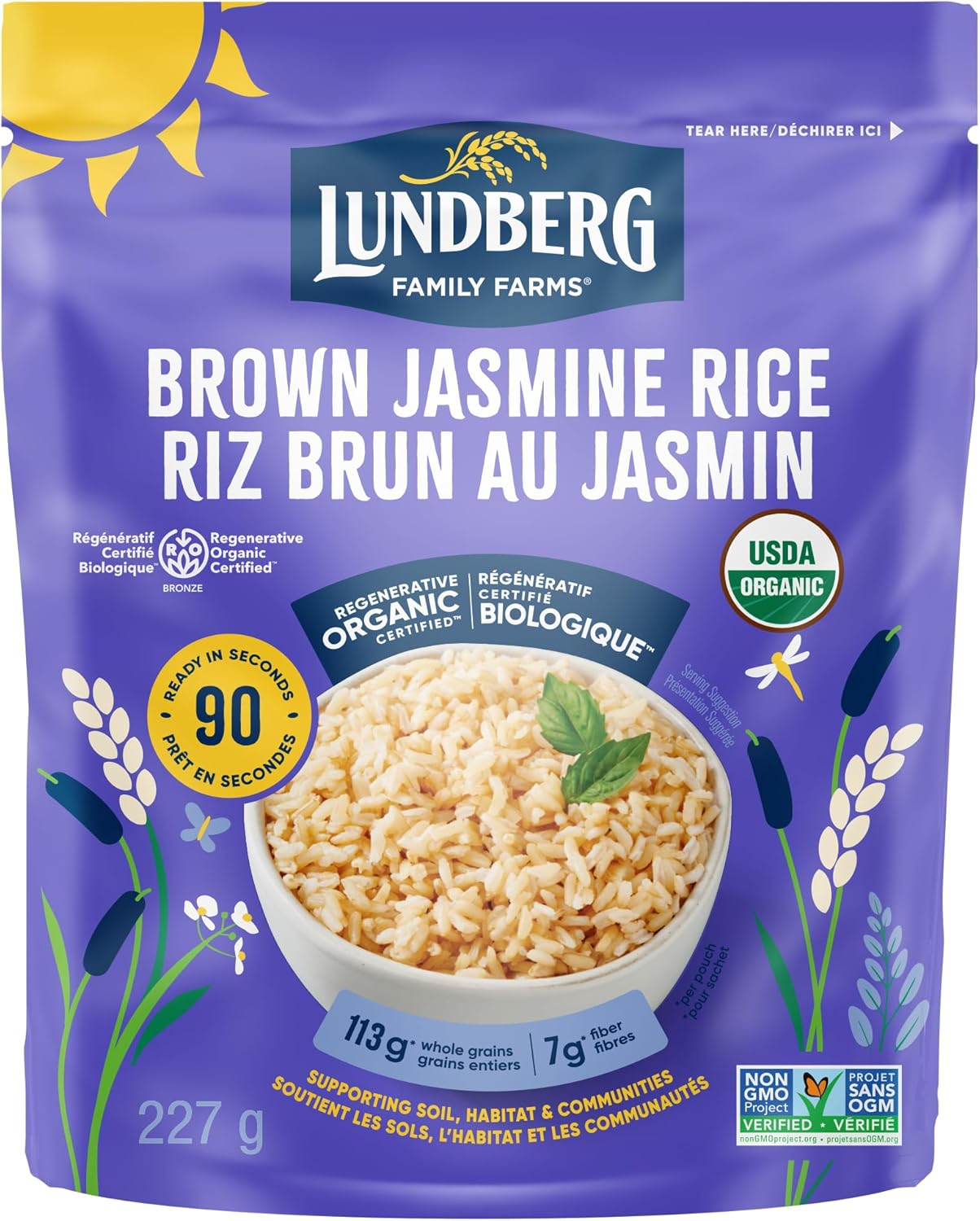 Lundberg Organic Brown Jasmine Rice - Microwave Ready in 90 Seconds ...