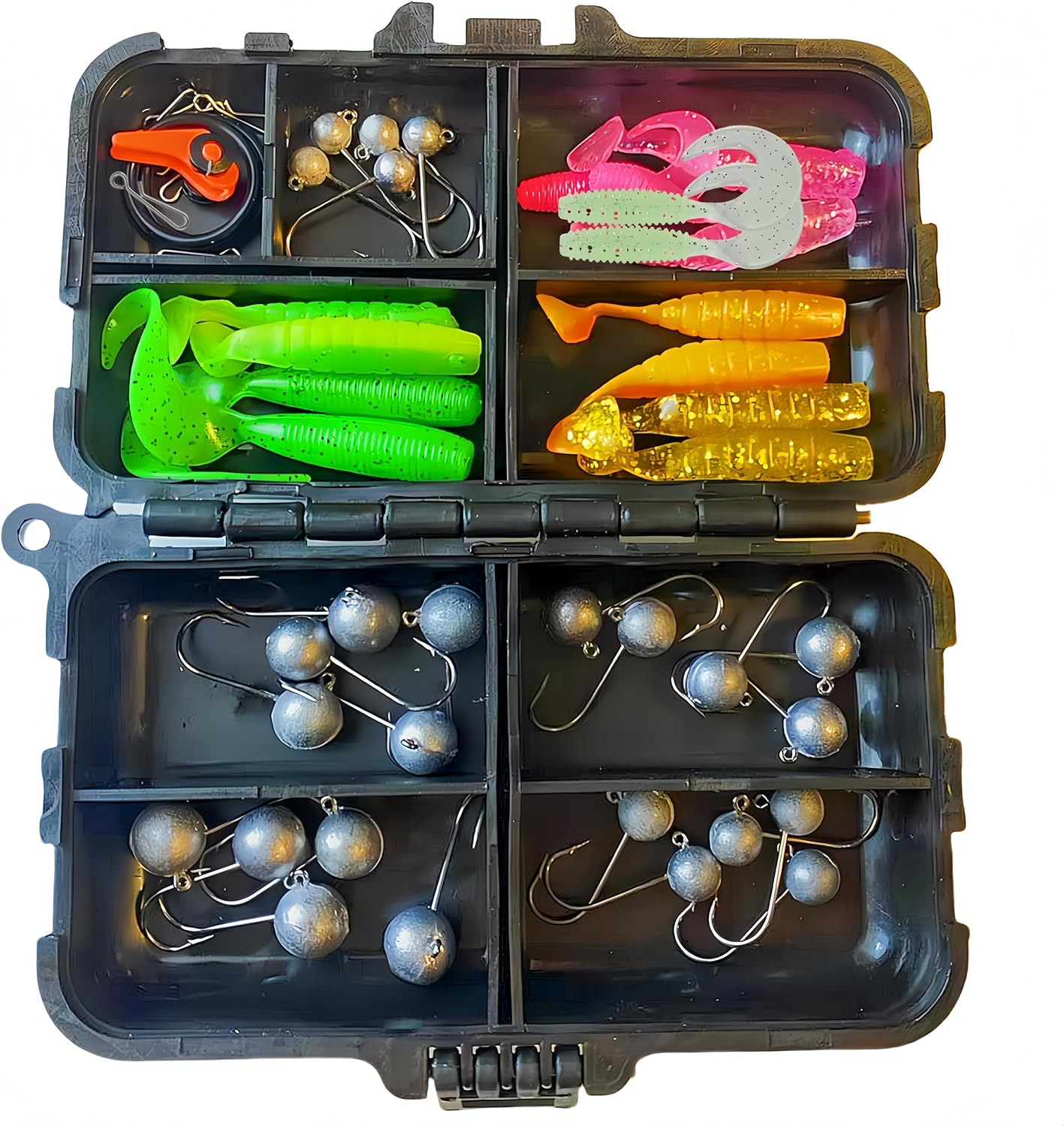 RUIJIAXIANG 45-Piece Fishing Jig Heads and Soft Lures Kit with 25 Micro ...