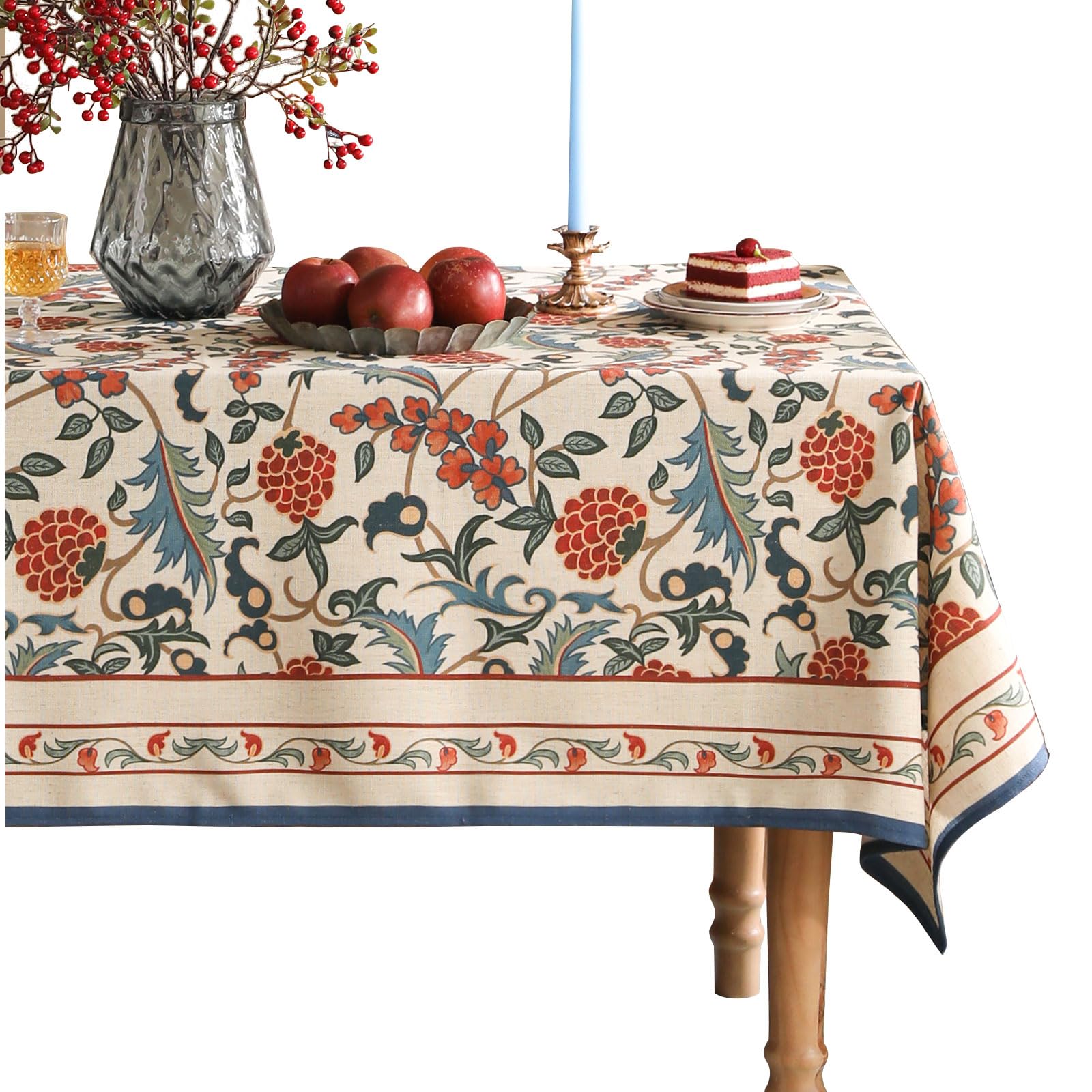 Amazon.com: patdrea French Linen Pattern Tablecloth Soft Durable Floral ...